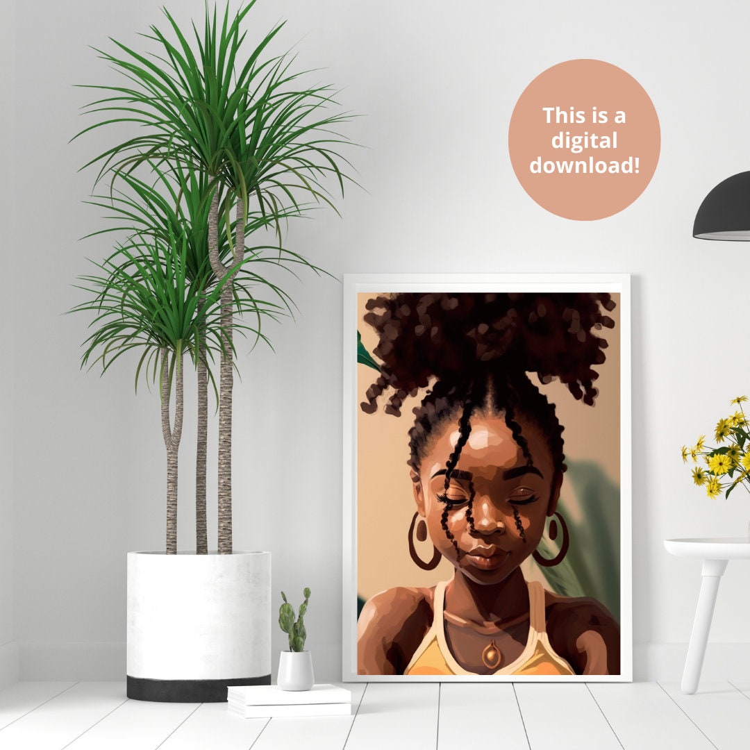 Boho Chakra Brown Woman Wall Art, Luxury Art Print, Black Girl Yoga ...