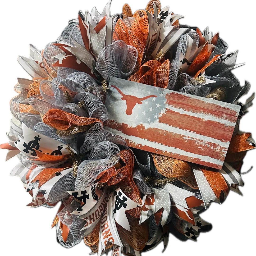 Texas Longhorns Wreath, College Wreath, Longhorn Fan, Longhorns Front ...