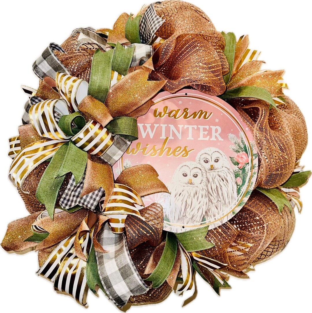 Winter Wreath, Rose Gold Wreath, Christmas Wreath, Winter Front Door ...