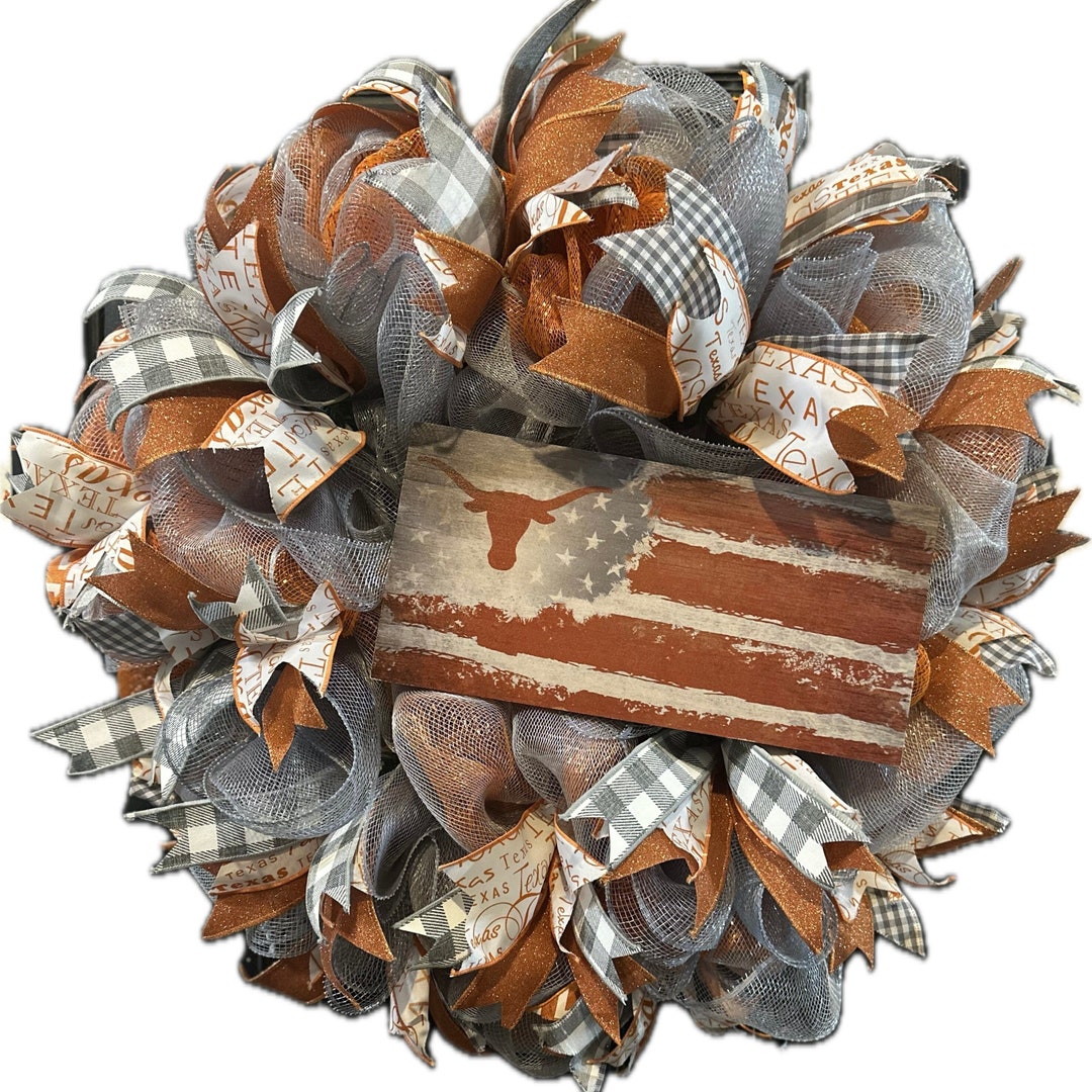 Texas Longhorns Wreath, College Wreath, Longhorn Fan, Longhorns Front ...