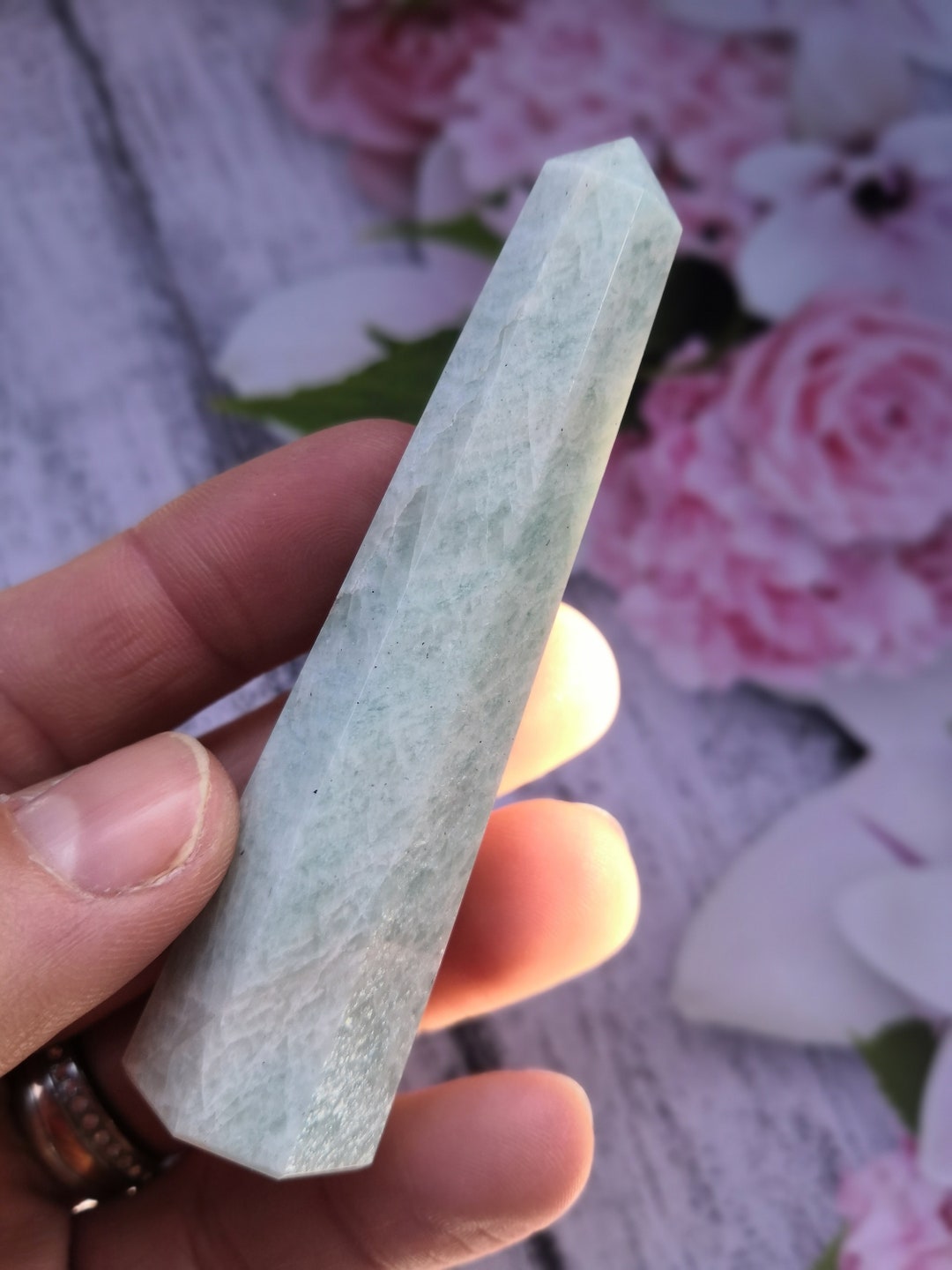 Obelisk, Tower of Amazonite, Burattate Stones, About 7-10 Cm, Balance ...