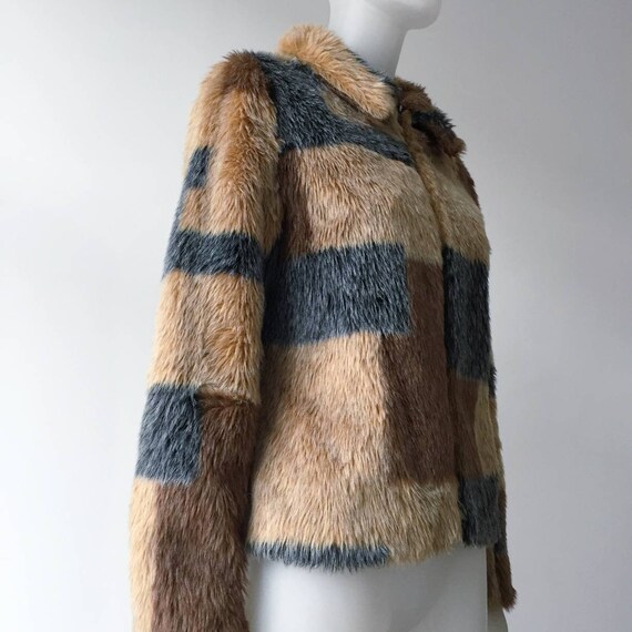 y2k vintage fake fur patchwork pattern jacket - Gem