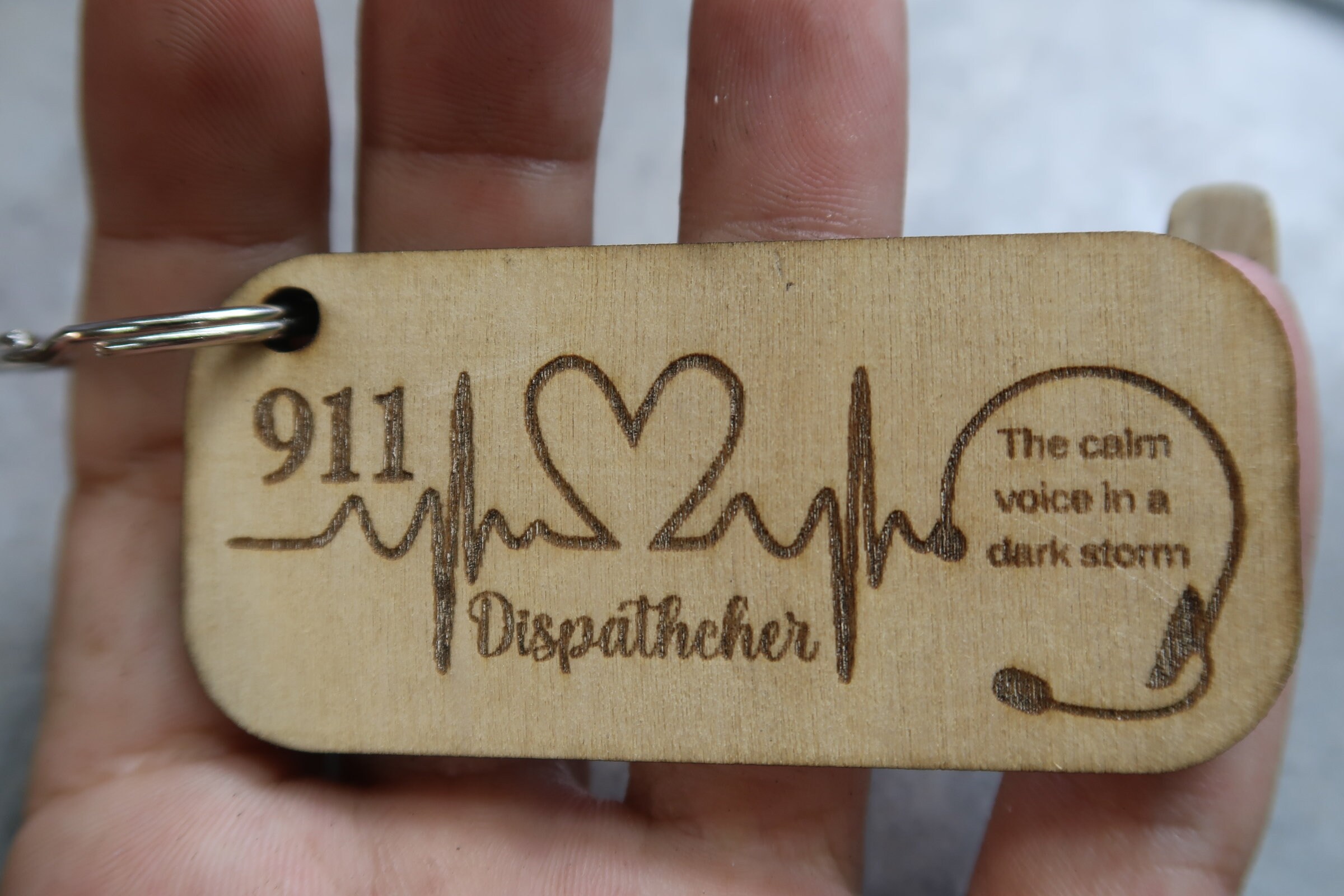 911 Dispatcher Keychain Laser Cut Calm Voice in the Storm - Etsy