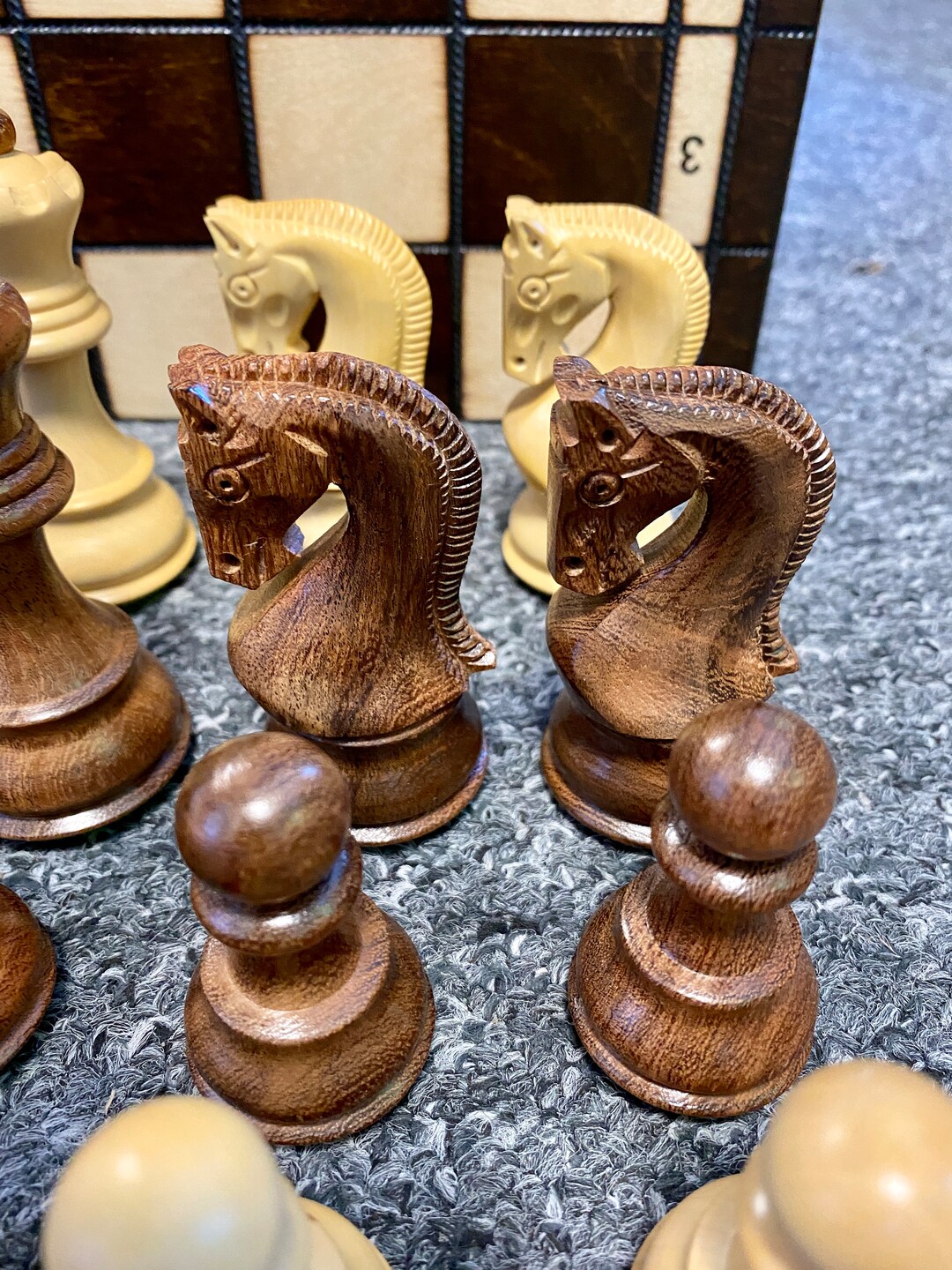 Chess Pieces Zagreb Indian Acacia / Boxwood 3.75 Inch Carved Wooden ...