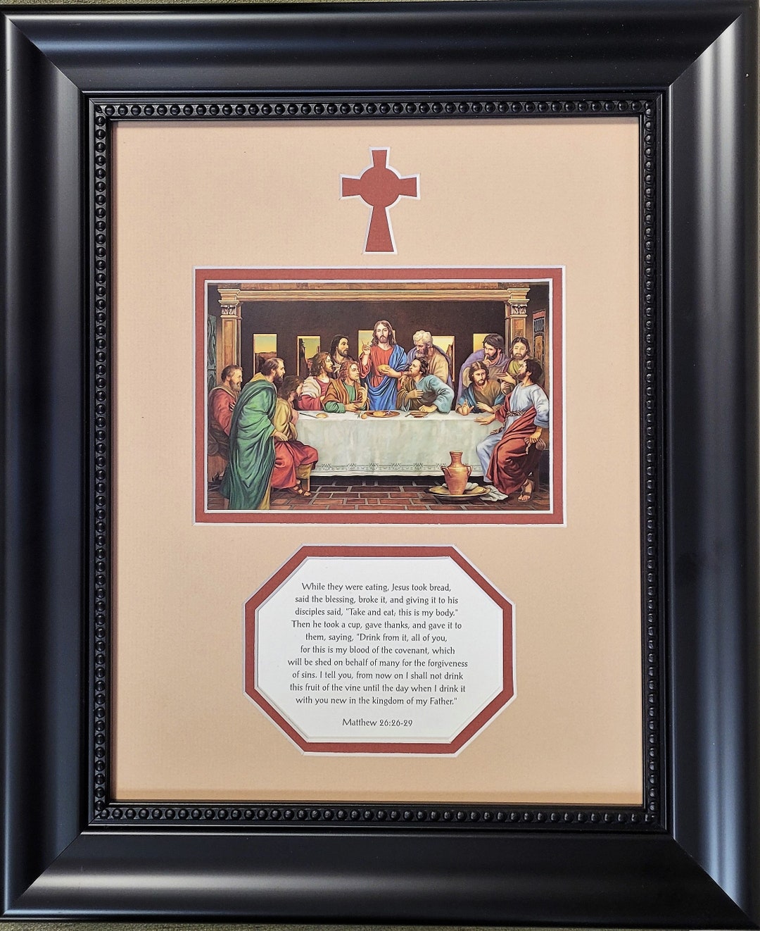 The Last Supper Framed Picture With Scripture - Etsy