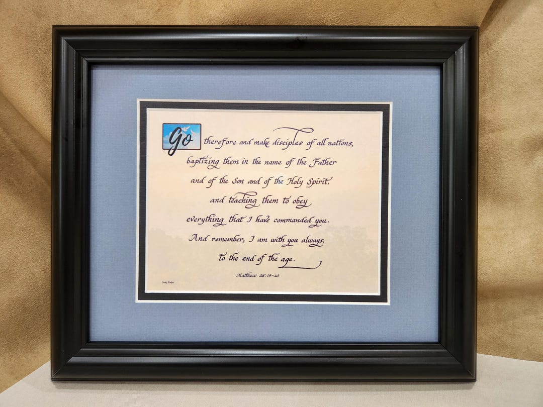 The Great Commission Matthew 28 19-20 Scripture Verse Framed and Matted ...