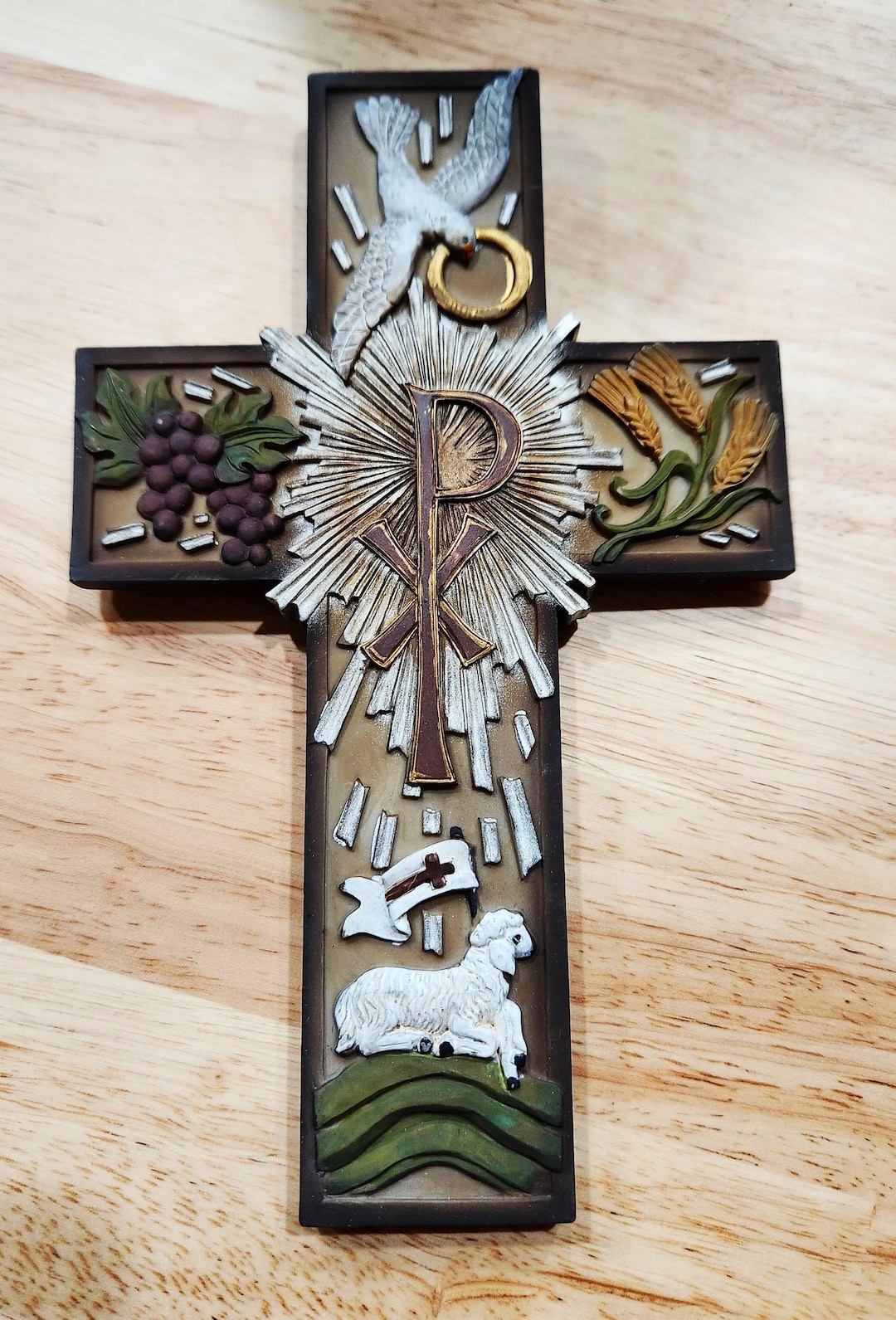 Confirmation Wall Cross With Dove, Lamb, Grapes and Wheat - Etsy