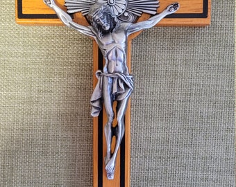 8 Inch Wall Cross Crucifix Holy Land Olive Wood Cross 4 Glasses Filled ...