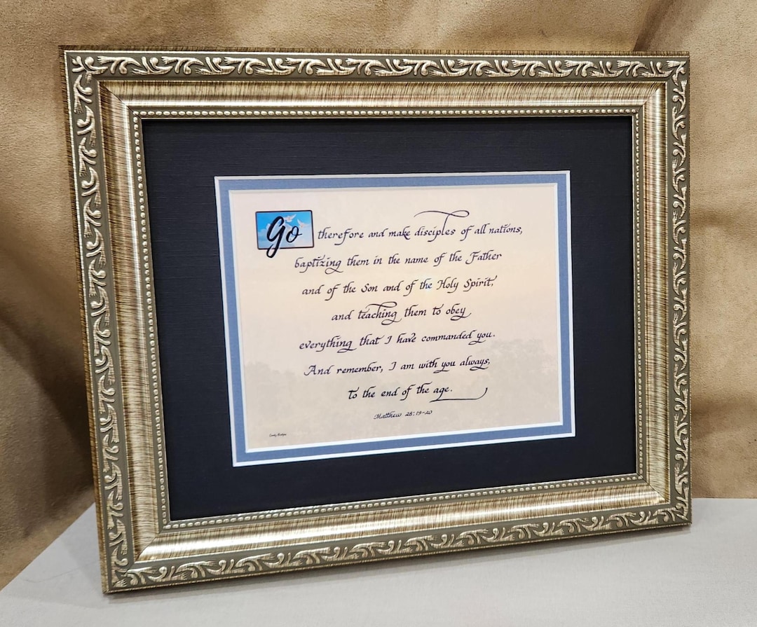 The Great Commission Matthew 28 19-20 Scripture Verse Framed and Matted ...