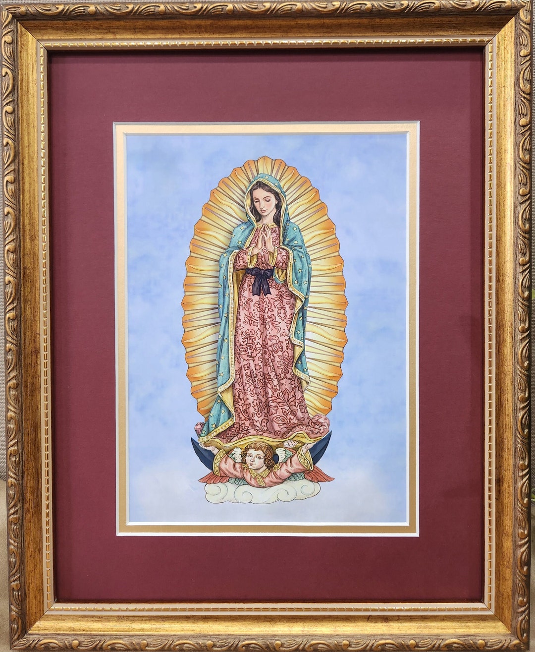 Our Lady of Guadalupe Custom Framed Catholic Print in Gold Frame 11" X ...