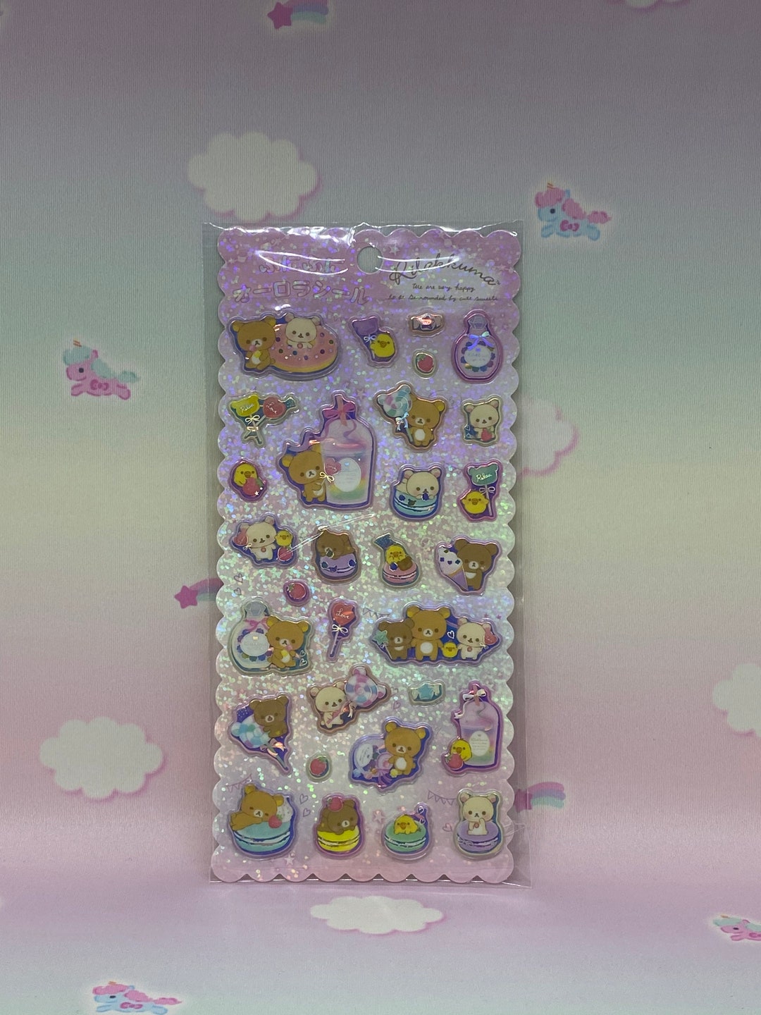 New 2021 Holographic Rilakkuma Puffy Sticker Sheet Pink - Etsy