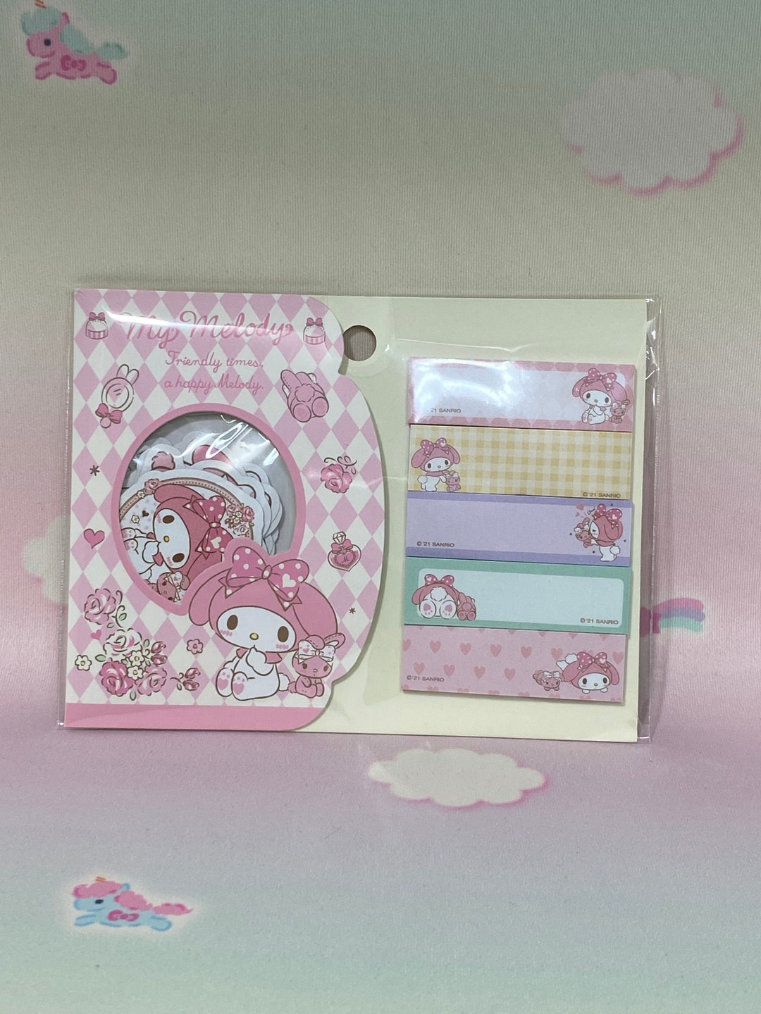 My Melody Sticker Flakes With Sticky Notes - Etsy
