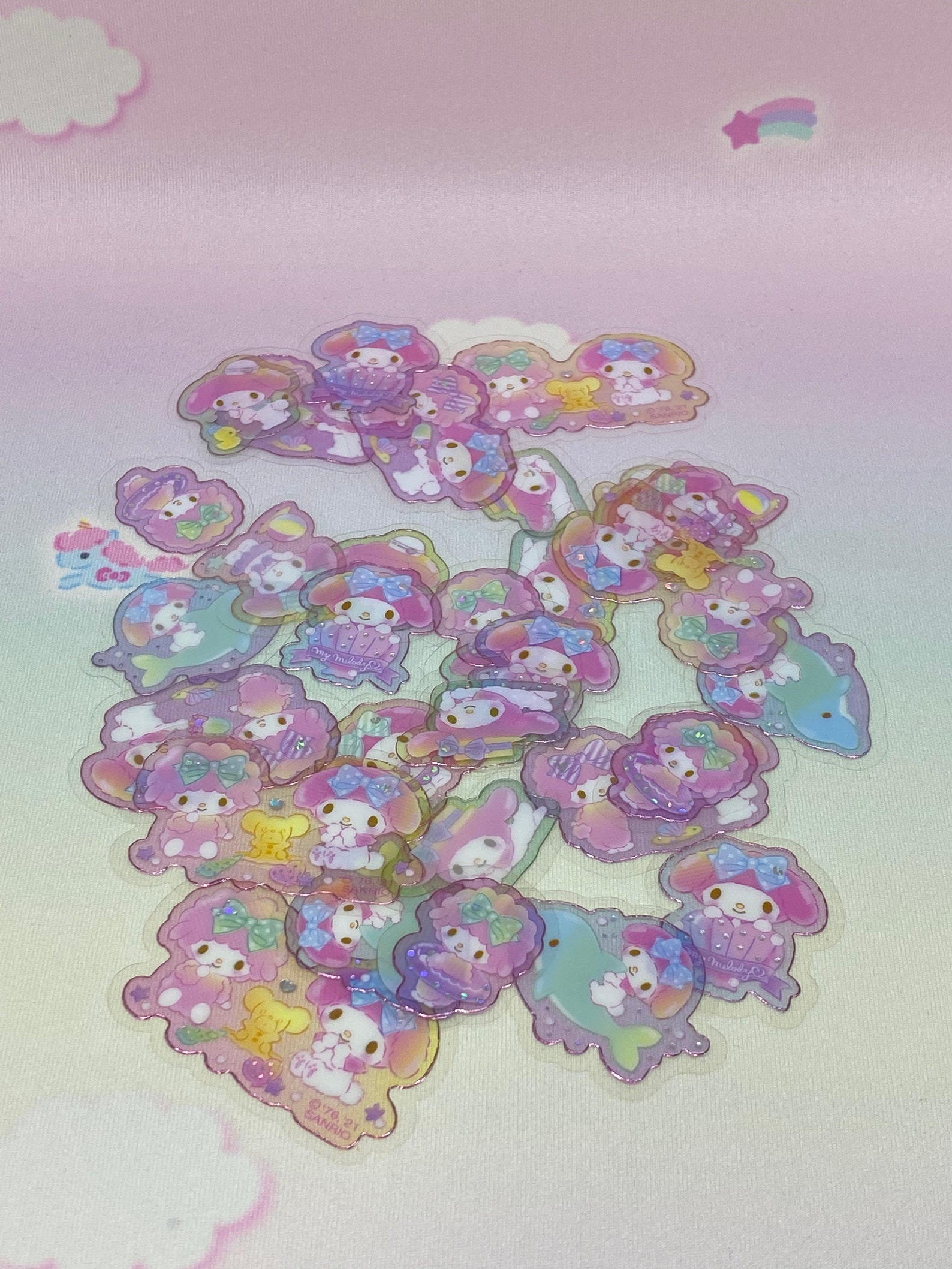 My Melody Sticker Flakes With Glitter Accents | Etsy