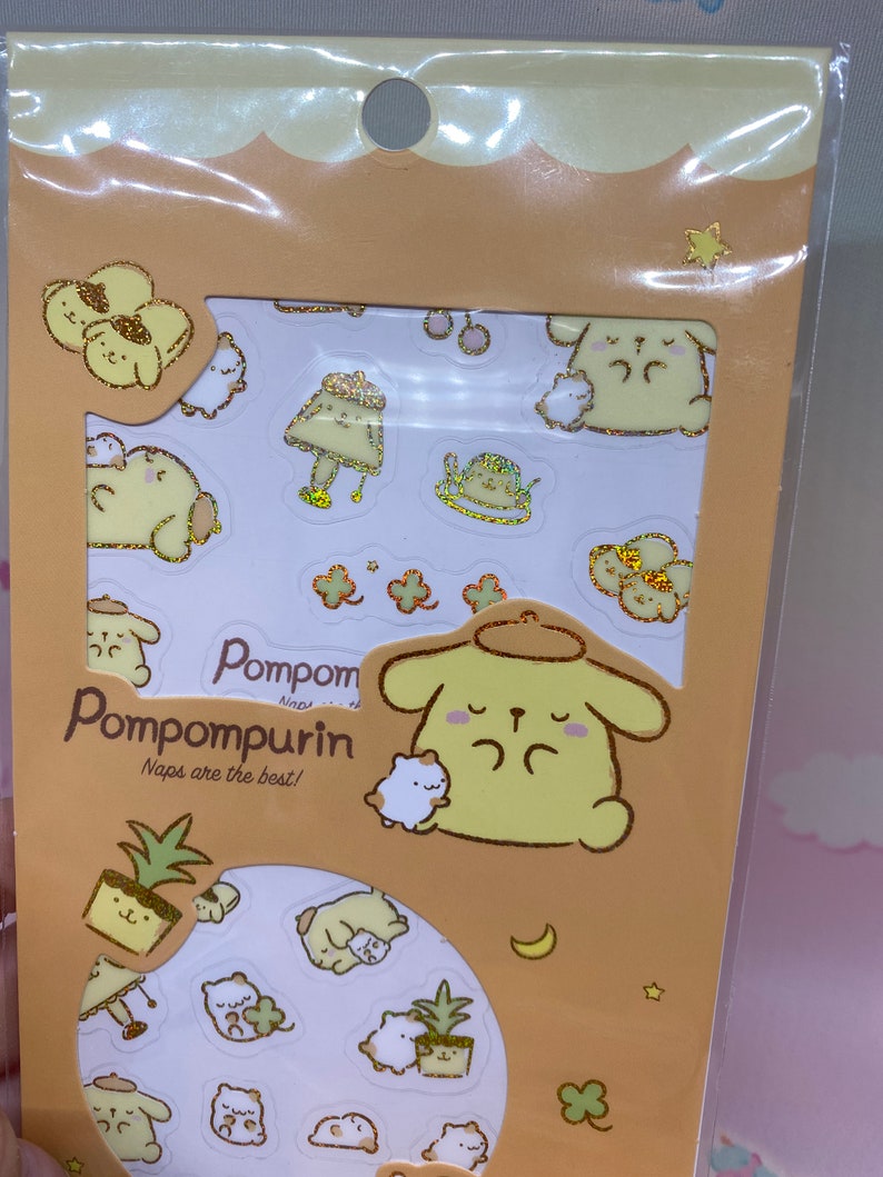 Pompompurin or Cinnamoroll Sticker Sheet With Glitter/gold - Etsy UK