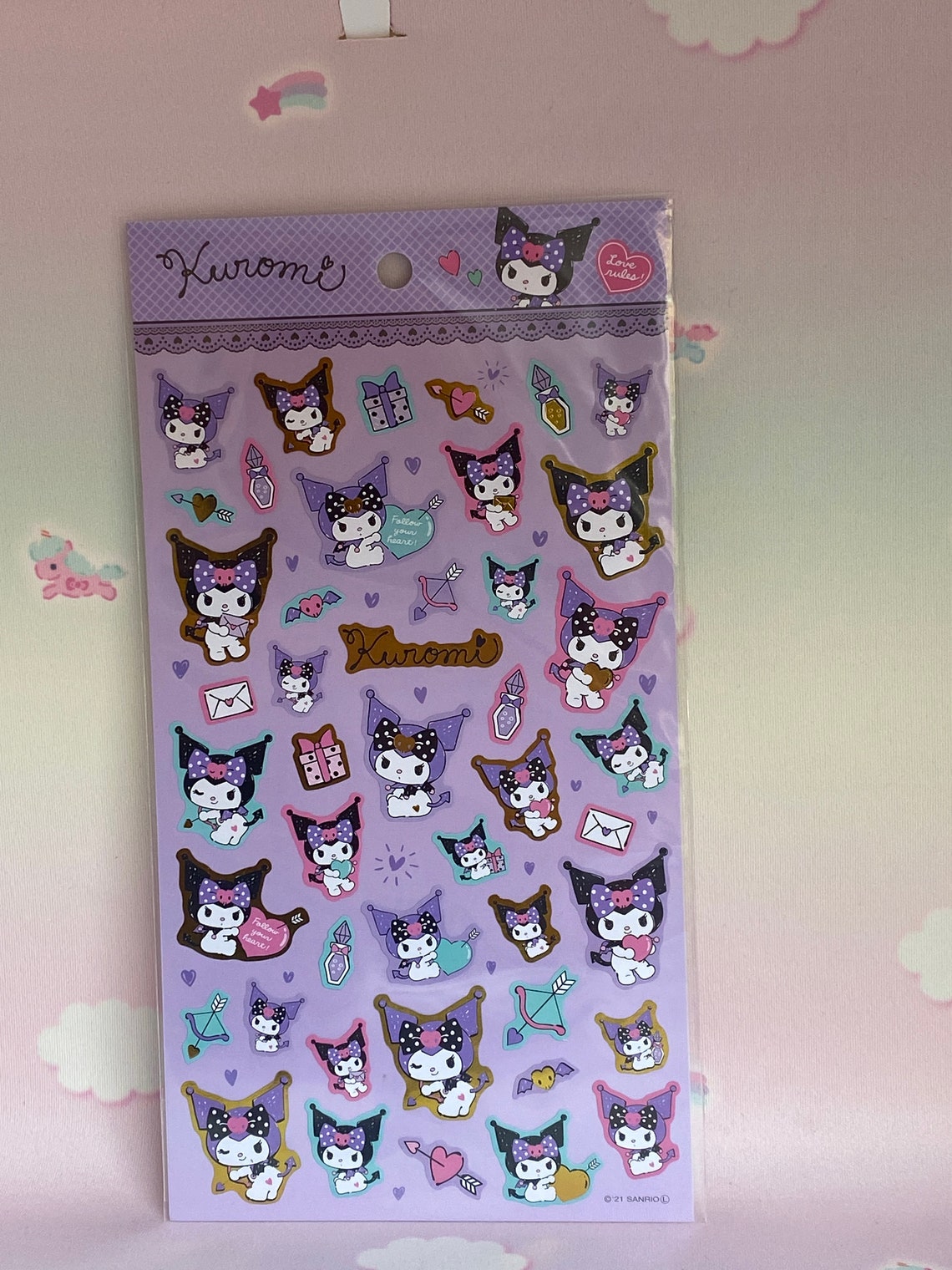 Kuromi Sticker Sheet With Gold Accents - Etsy