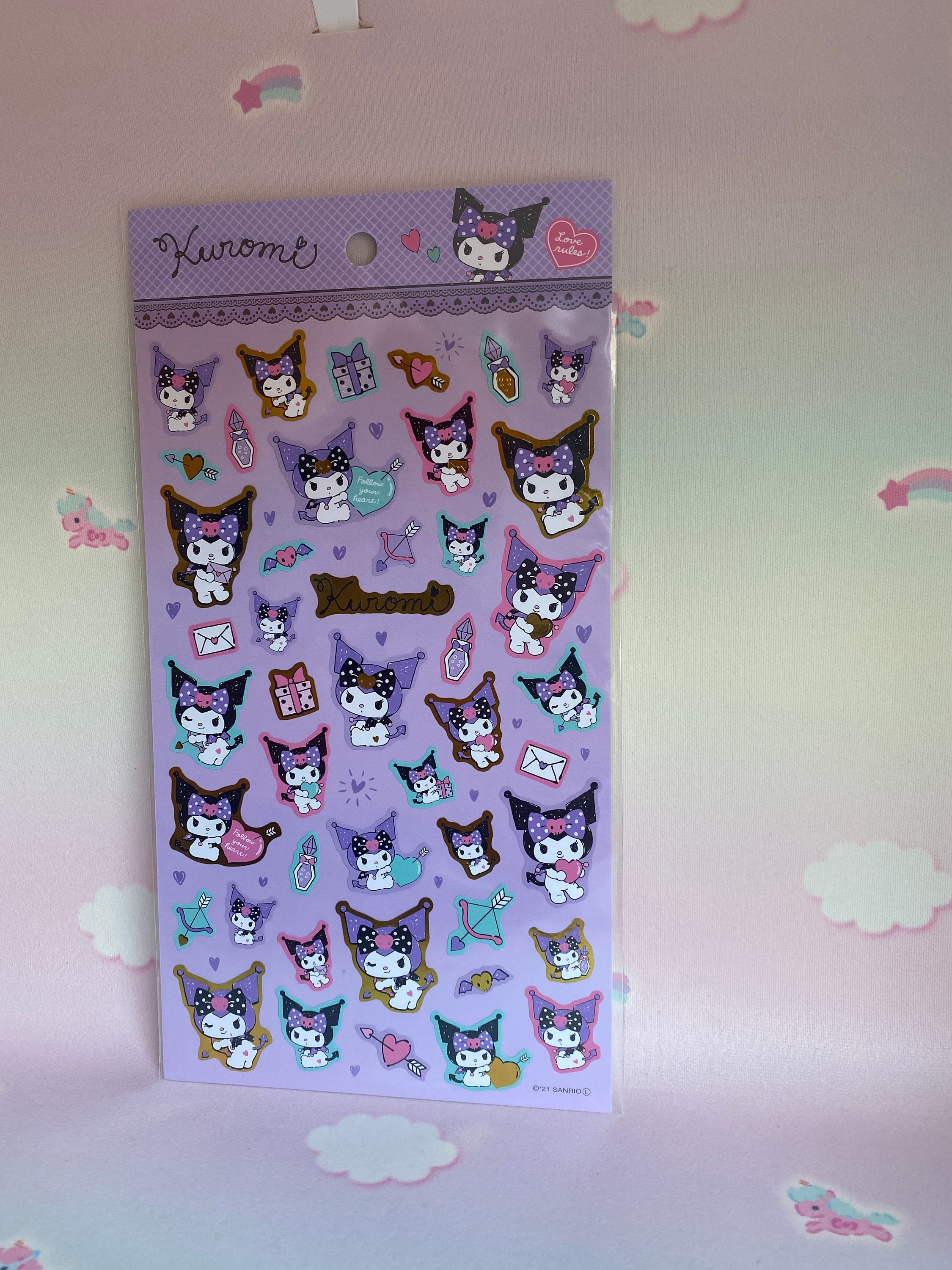 Kuromi Sticker Sheet With Gold Accents - Etsy