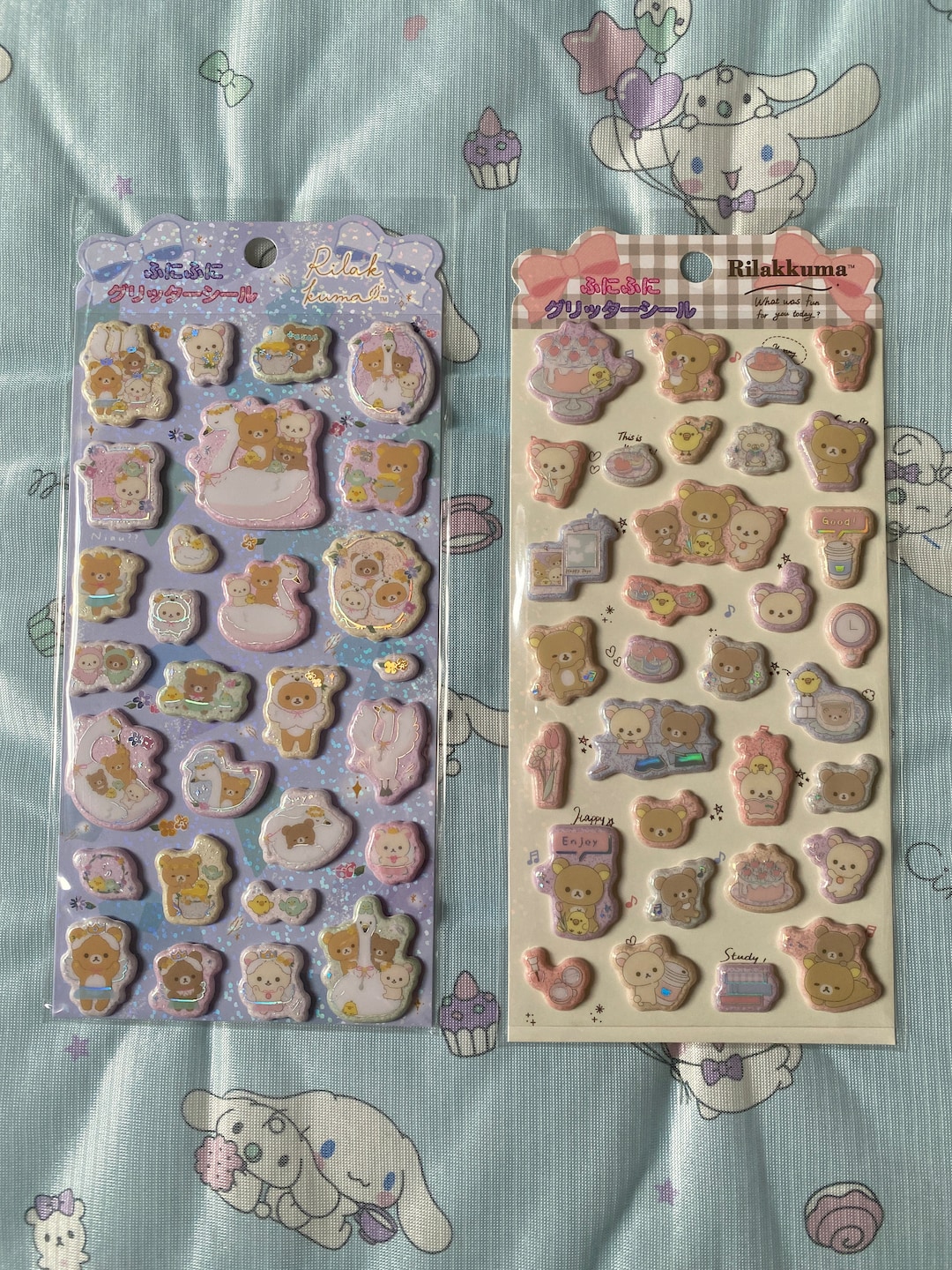 2024 Rilakkuma Puffy Sticker Sheet With Shimmer and Gold Accents (pick ...