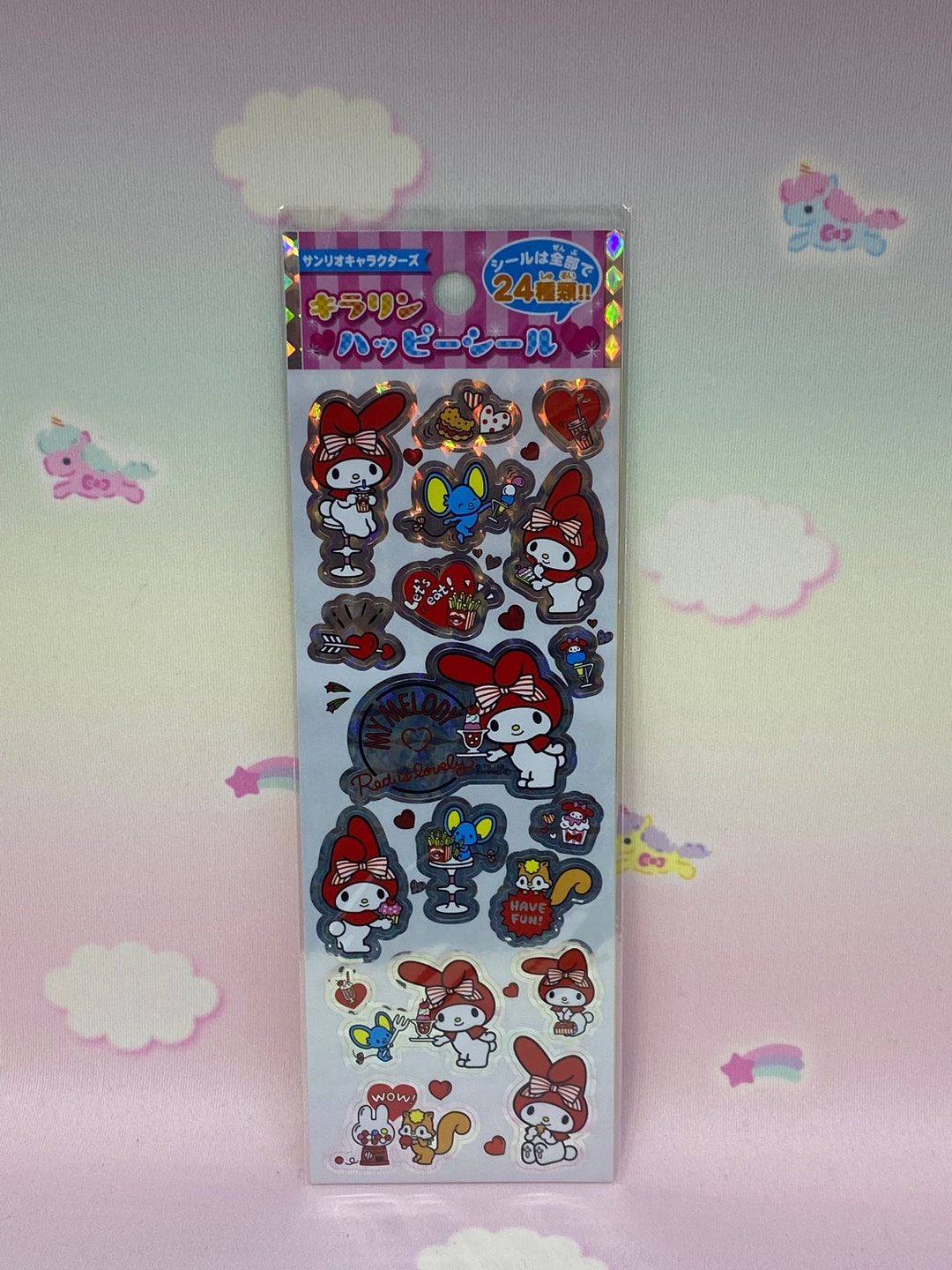 My Melody Characters Holographic Seal Sticker Sheet - Etsy
