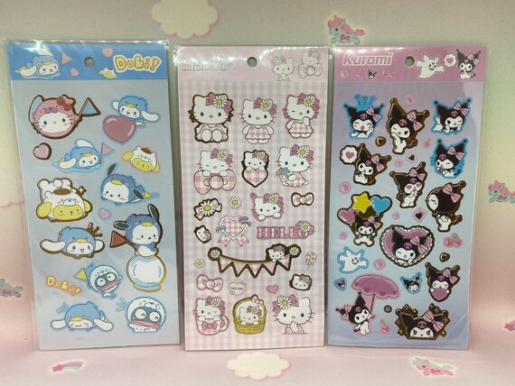 Sanrio Characters Hello Kitty and Kuromi Sticker Sheet W/gold - Etsy