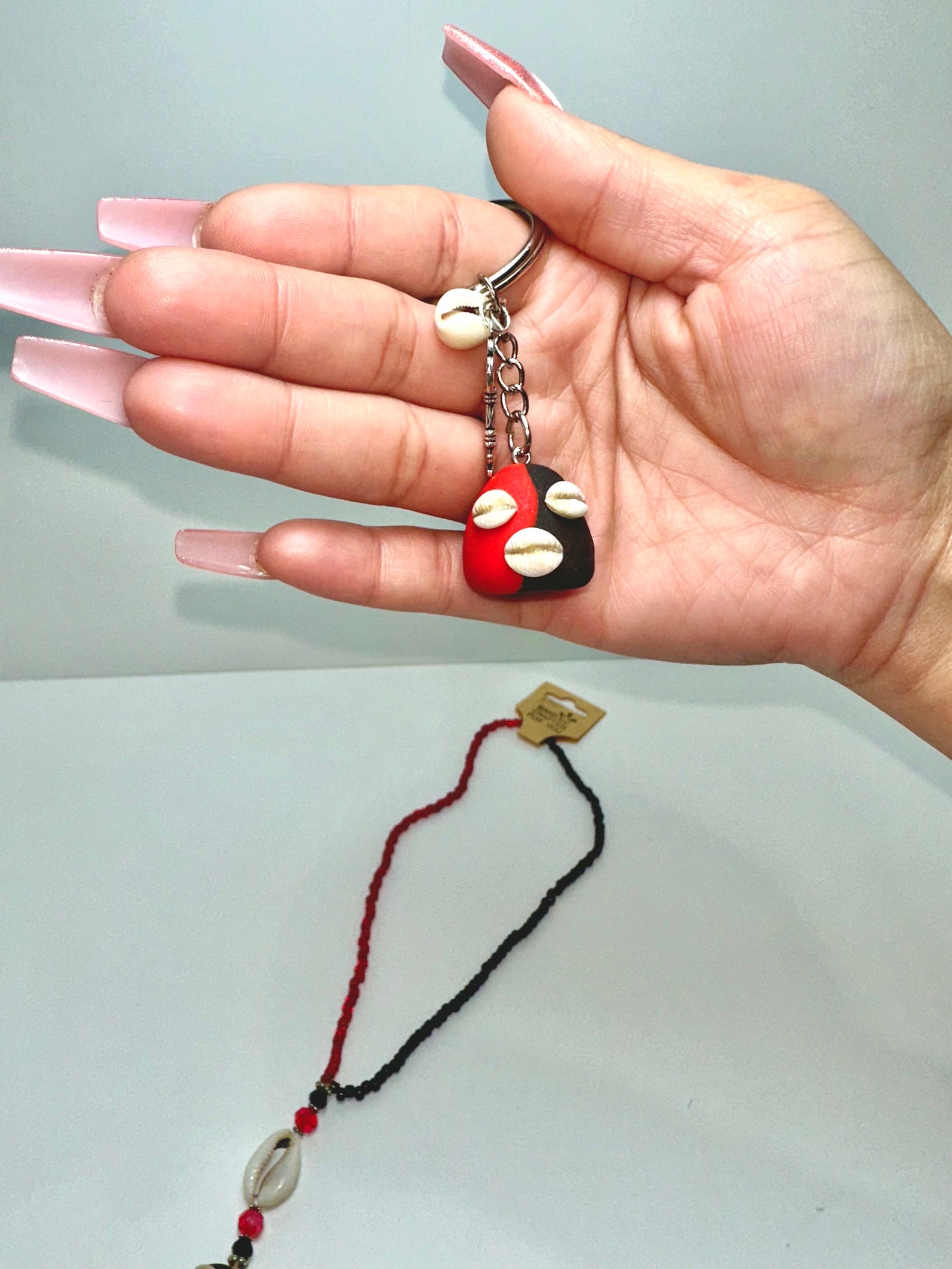 Hand-crafted Polymer Clay Eleggua Keychain With Key and Crowley Shell ...