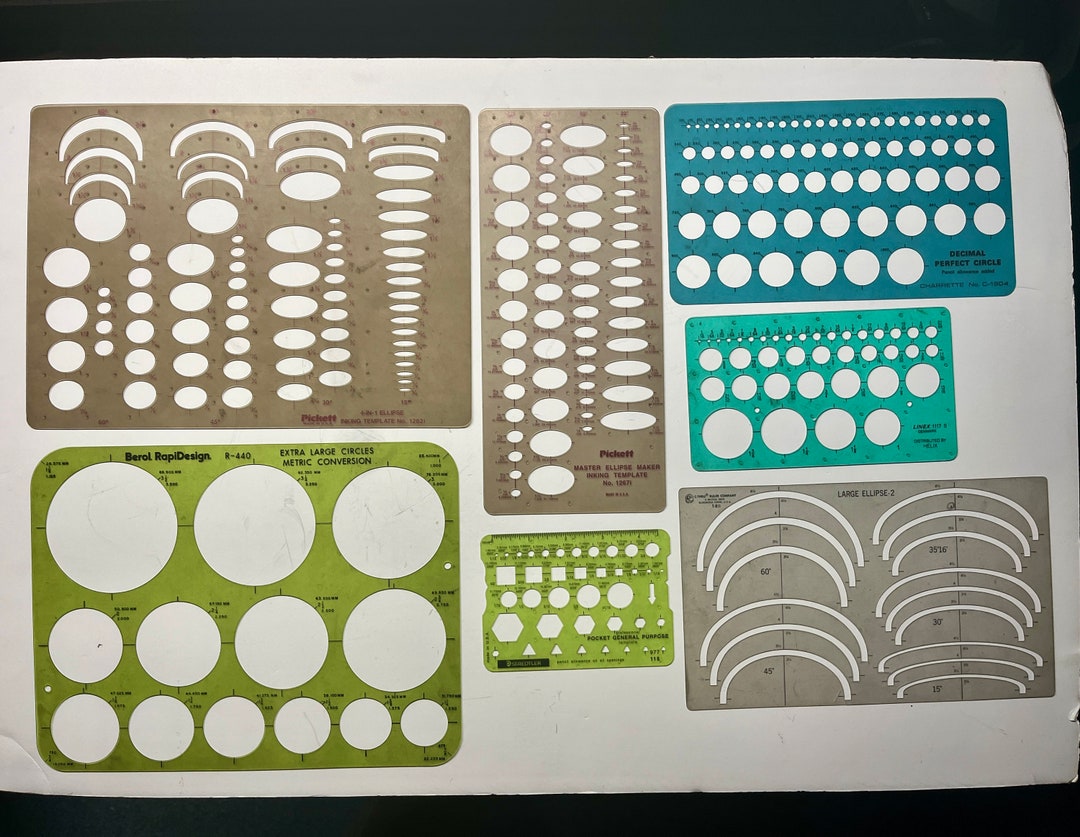 Set of 7 Vintage, Used, Professional Drafting Templates– Berol ...