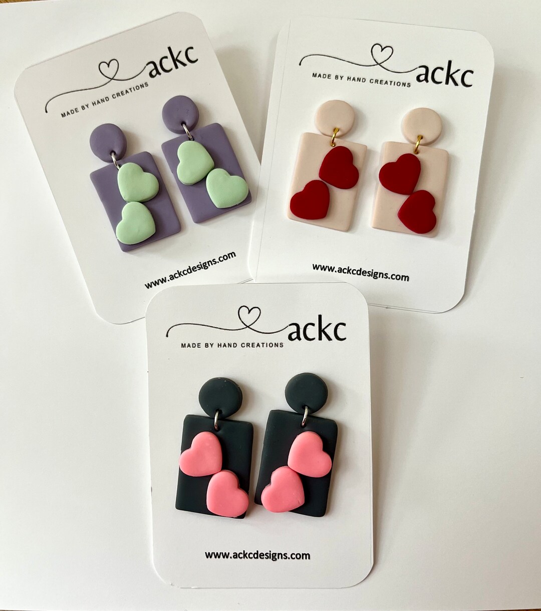 Handmade Heart Earings Pastel Colors. Spring Earings Large Lightweight ...