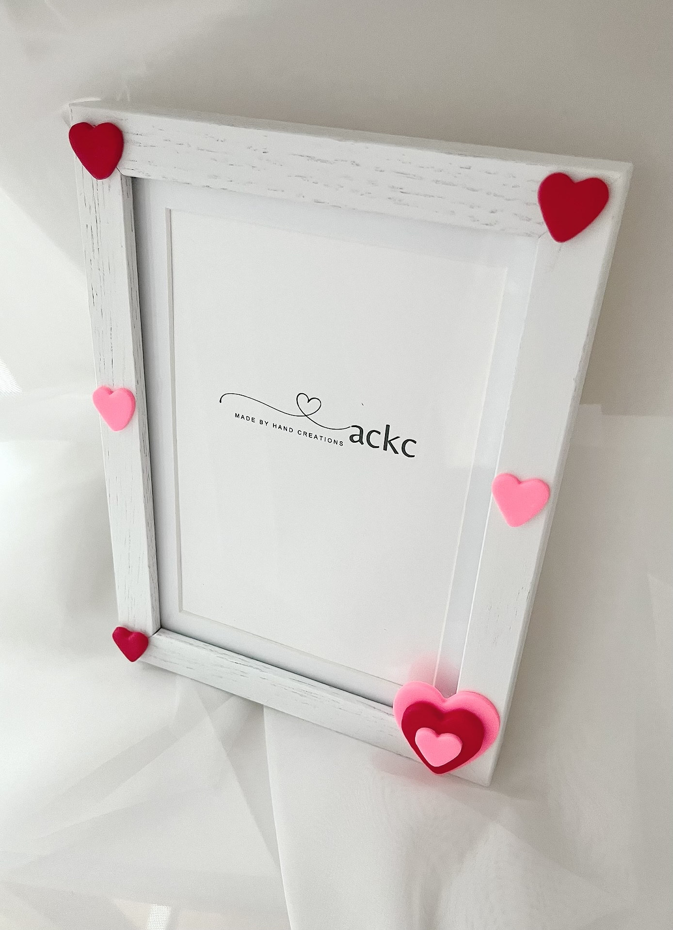Handmade Hearts Pink and Red Picture Frame 5 X 7 Whitewash Rustic ...