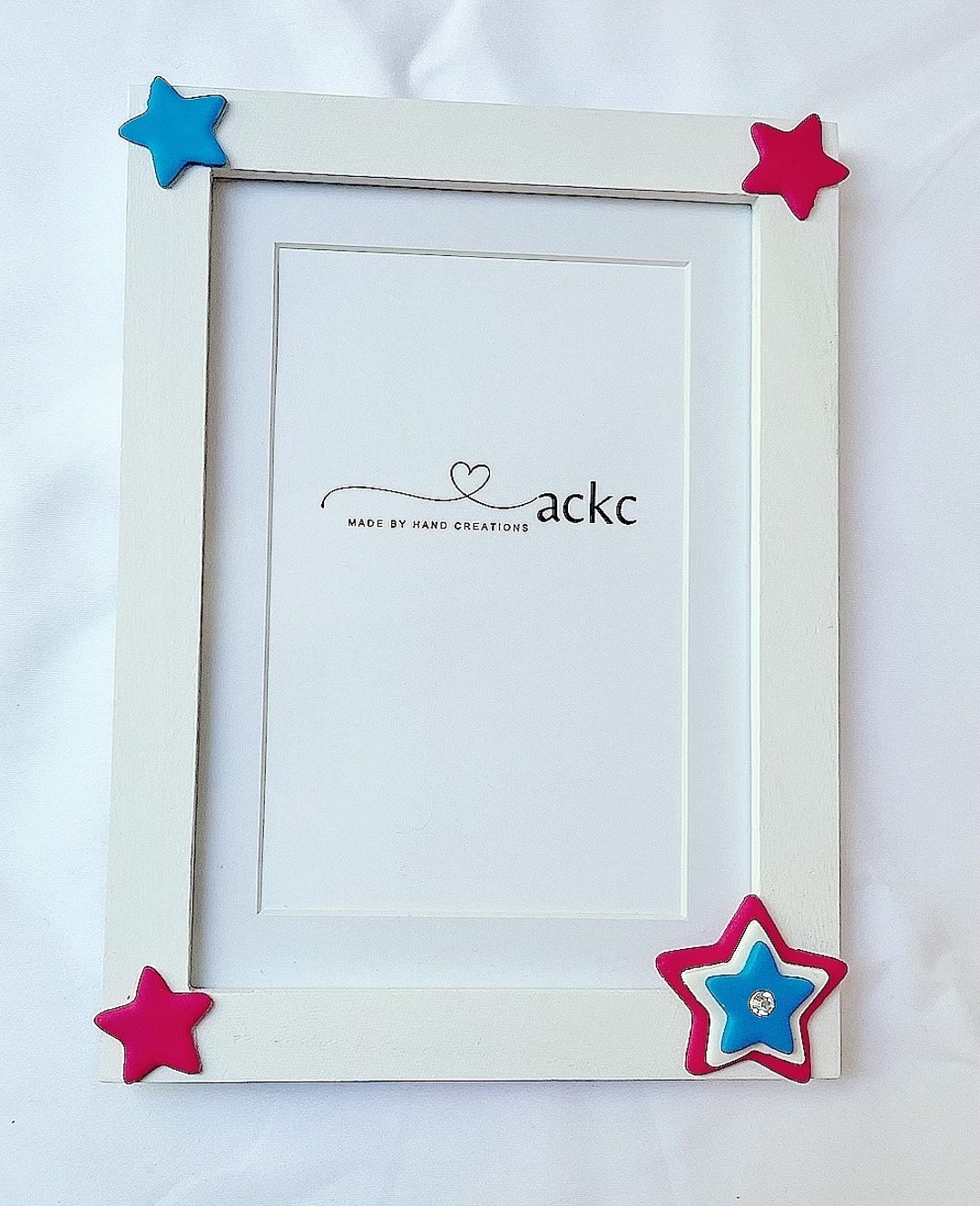 Handmade America Frame Red White and Blue Stars 5 X 7 Whitewash Wood ...