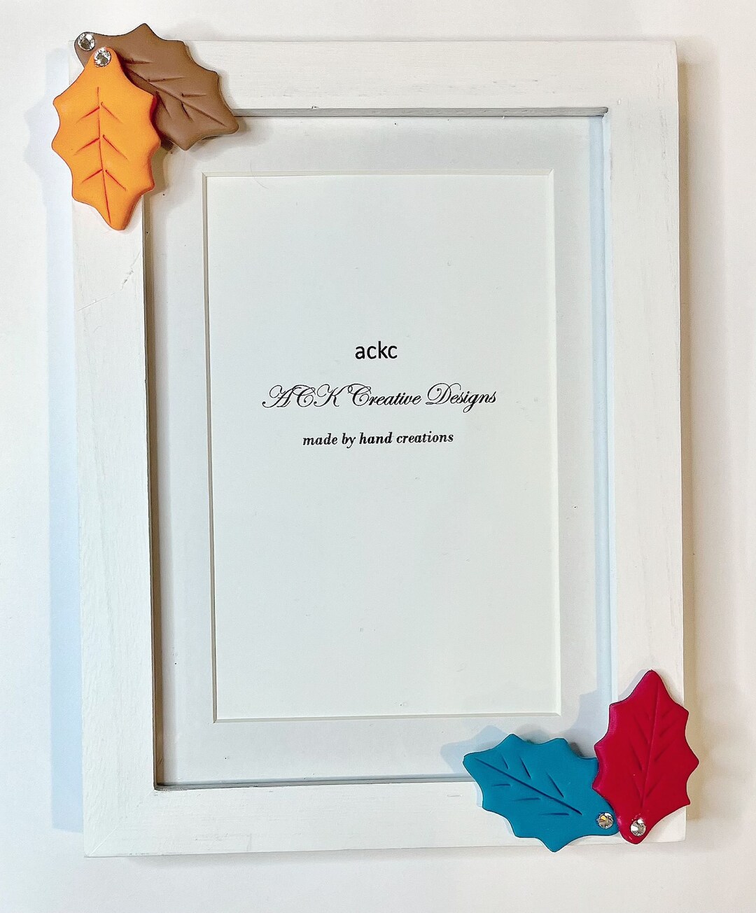 Festive Leaves Handmade Picture Frame 5 X 7 White Wood Picture Frame ...