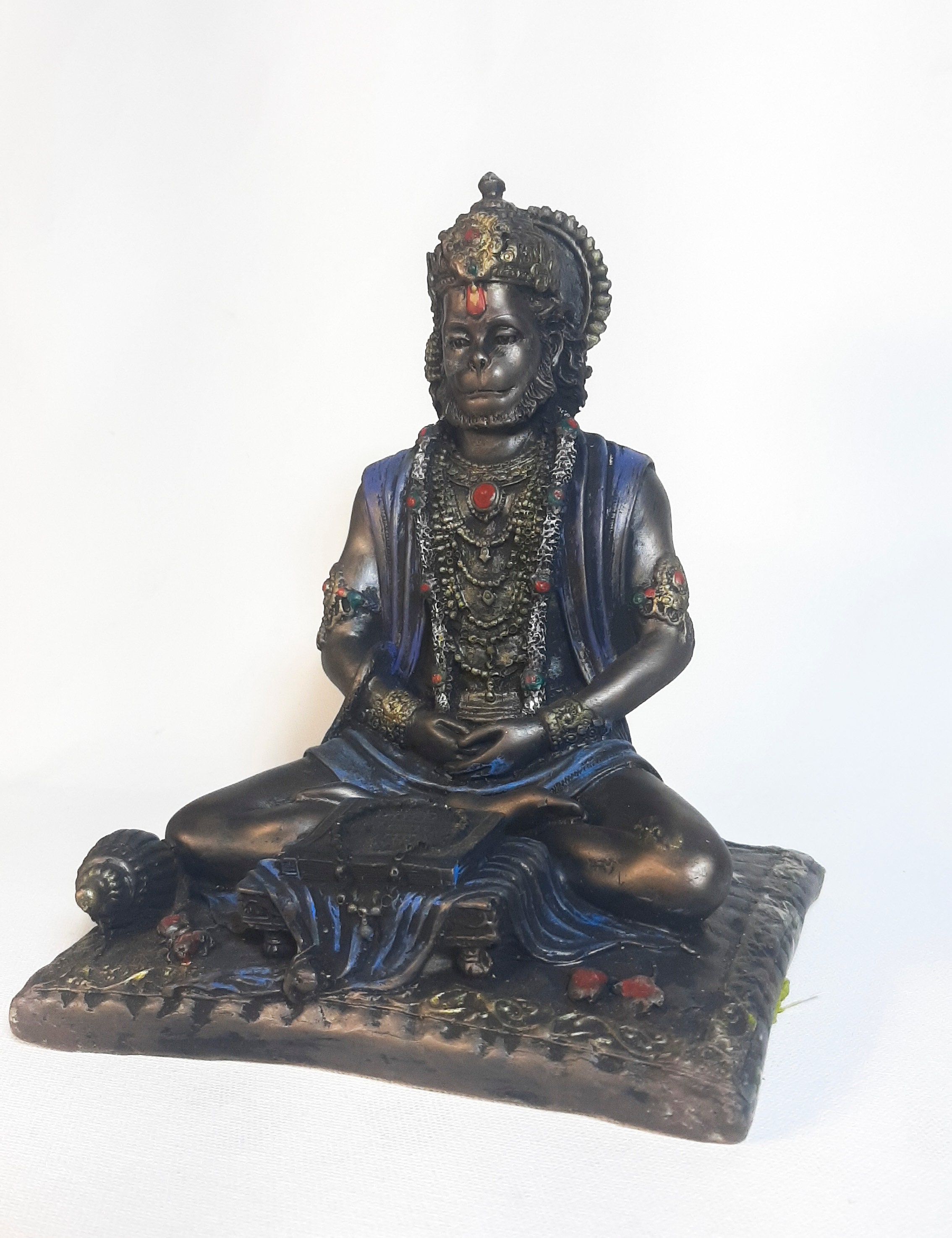 Lord Hanuman Sitting Religious Hindu Statue With Gada, Indian Bahubali ...