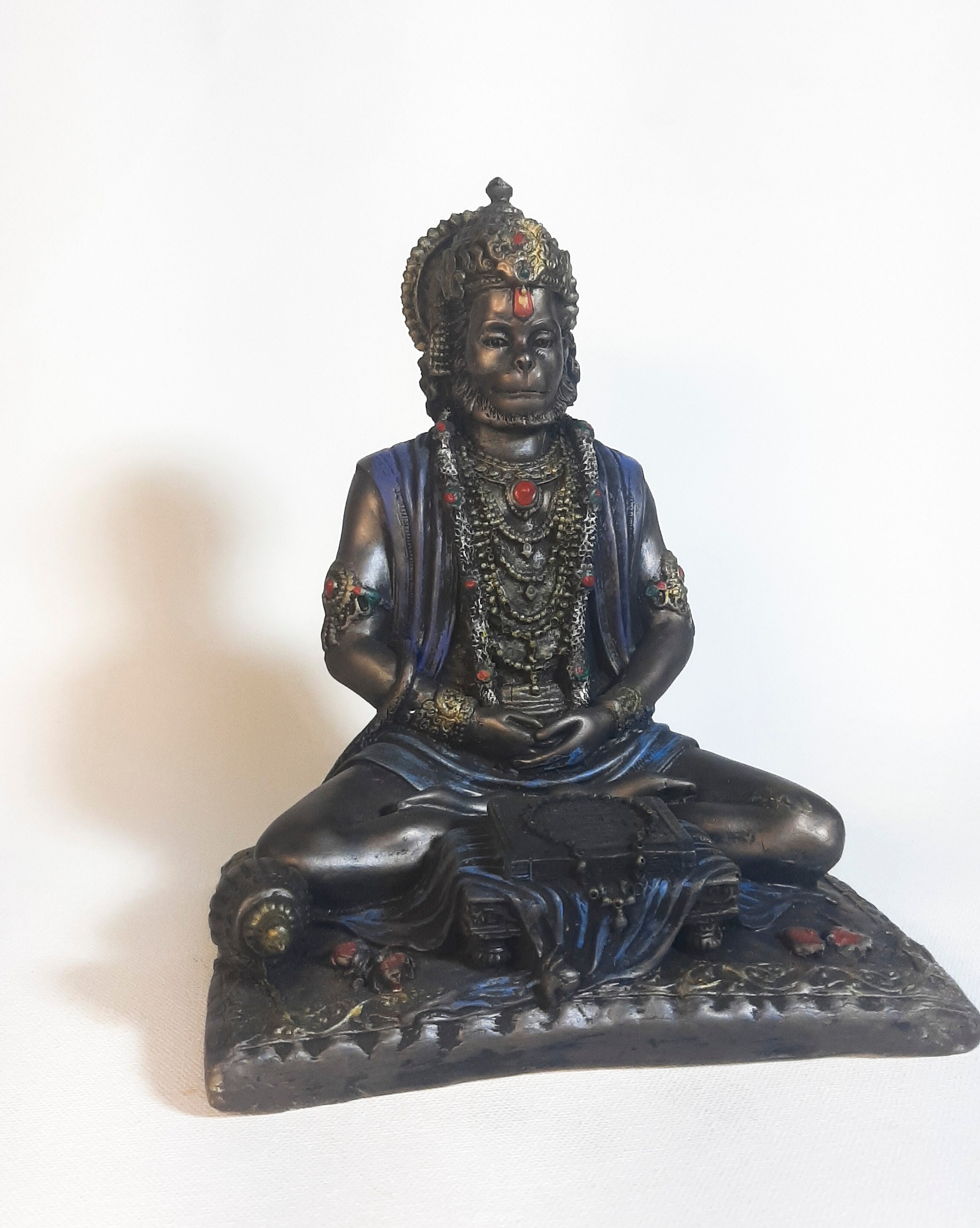 Lord Hanuman Sitting Religious Hindu Statue With Gada, Indian Bahubali ...