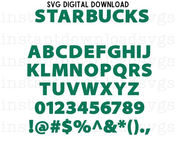 Starbucks Font File SVG Starbucks Letters Starbucks SVG | Etsy