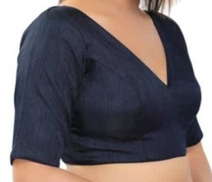 Ready-made Cobalt Blue Colour Blouse in Front and Back V Neck - Etsy