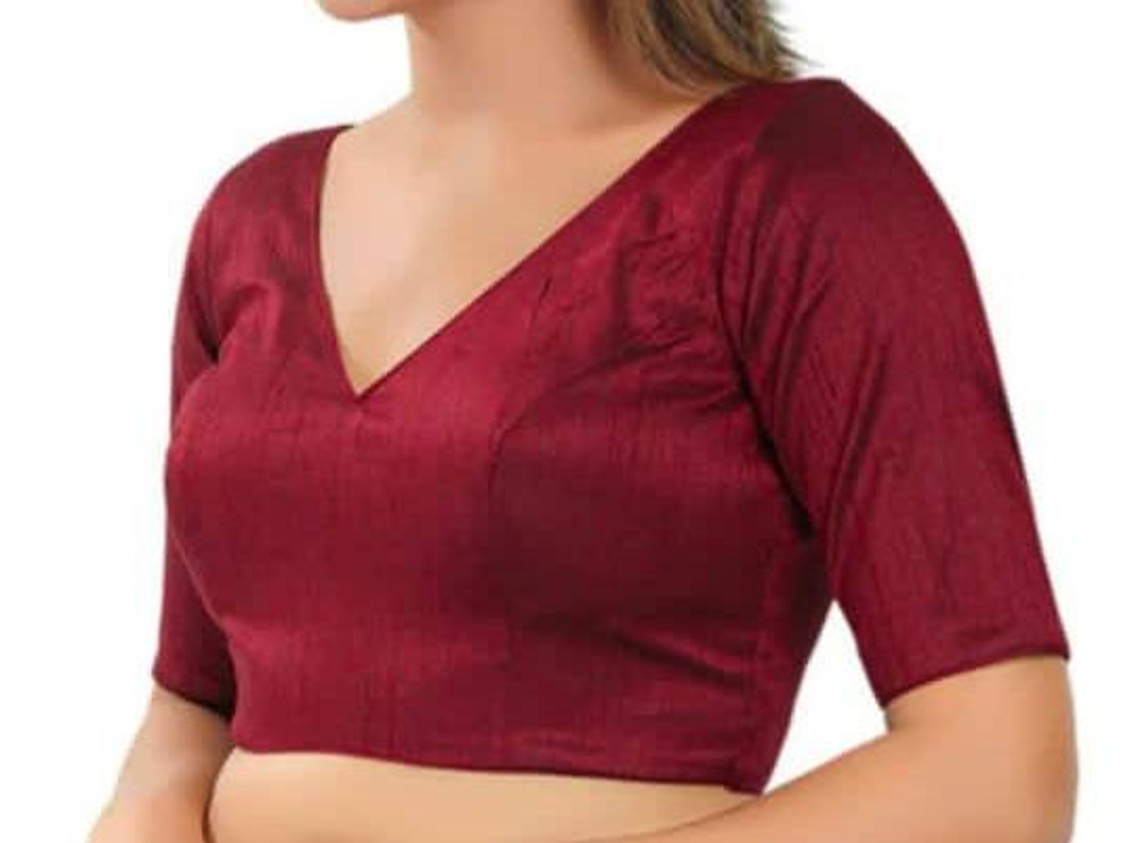 Ready-made Cobalt Blue Colour Blouse in Front and Back V Neck - Etsy