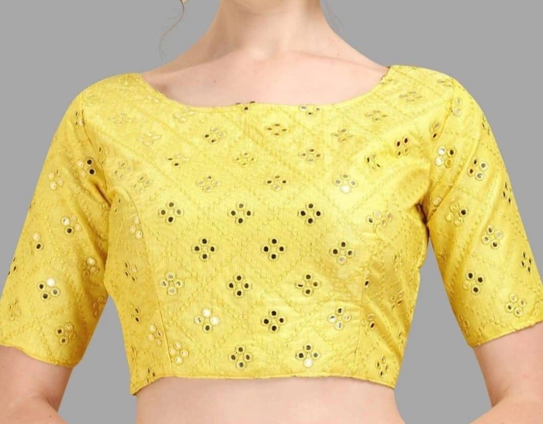 Beautiful Black Georgette Mirror Work Blouse in Boat Neck and ...