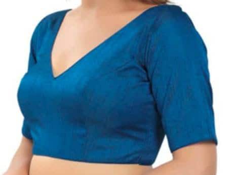 Ready-made Cobalt Blue Colour Blouse in Front and Back V Neck - Etsy