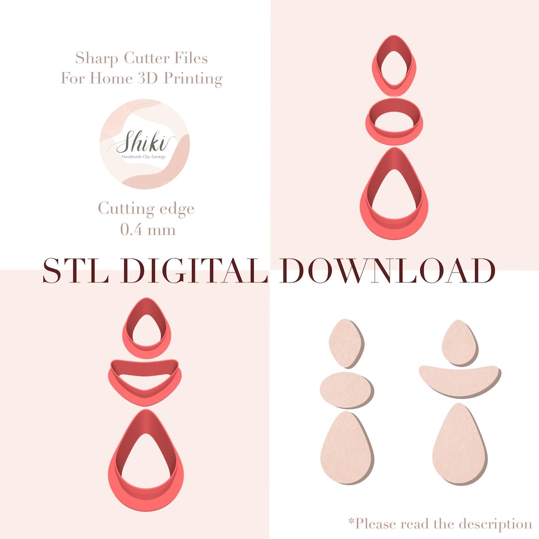 STL Digital Download | Organic Dangle Set | Instant Download | Polymer Clay Cutters | Dangle ...