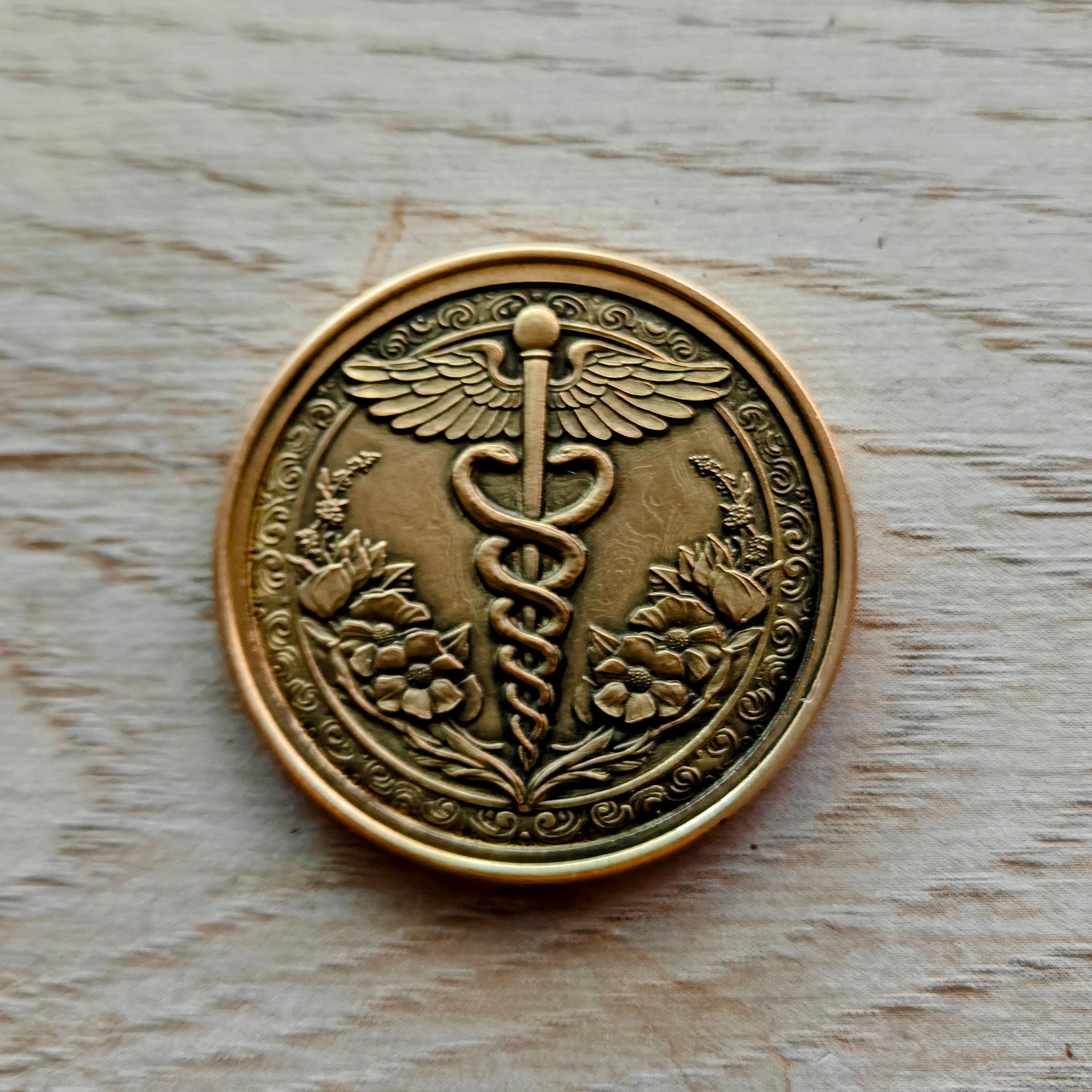 Medical Caduceus Brass Coin - Etsy