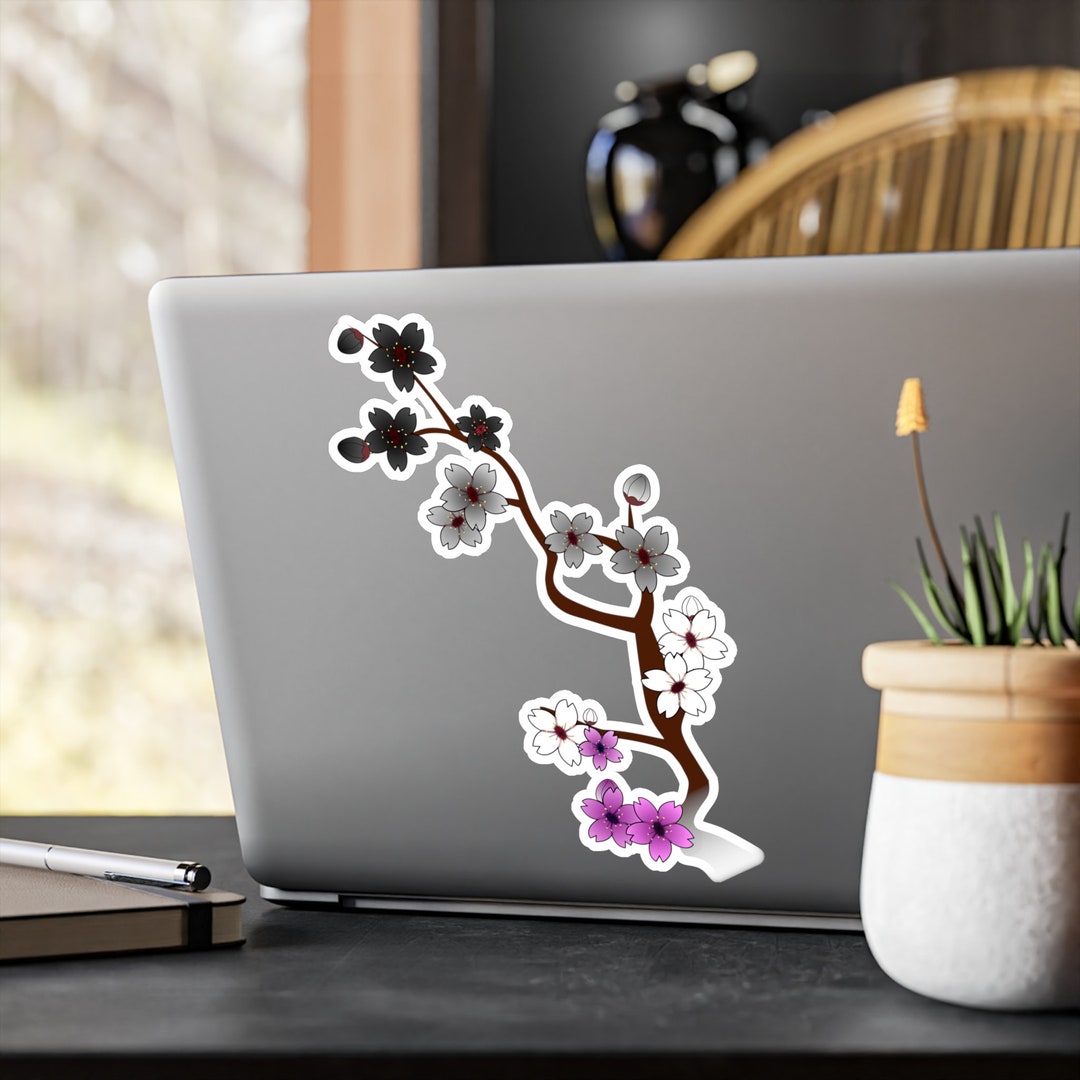 Sakura Asexual Sticker, Waterproof Ace Pride, Ace Sticker, Subtle Pride ...