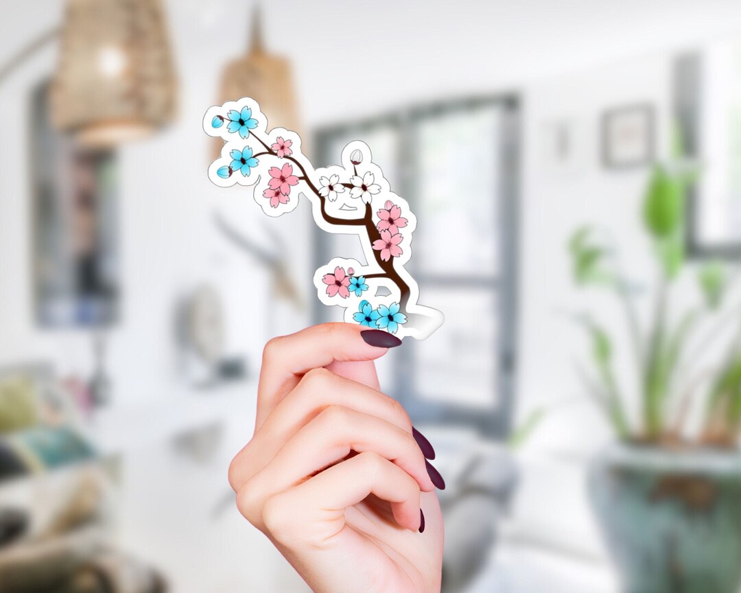 Sakura Trans Sticker, Waterproof Trans Pride Stickers, Subtle Trans ...