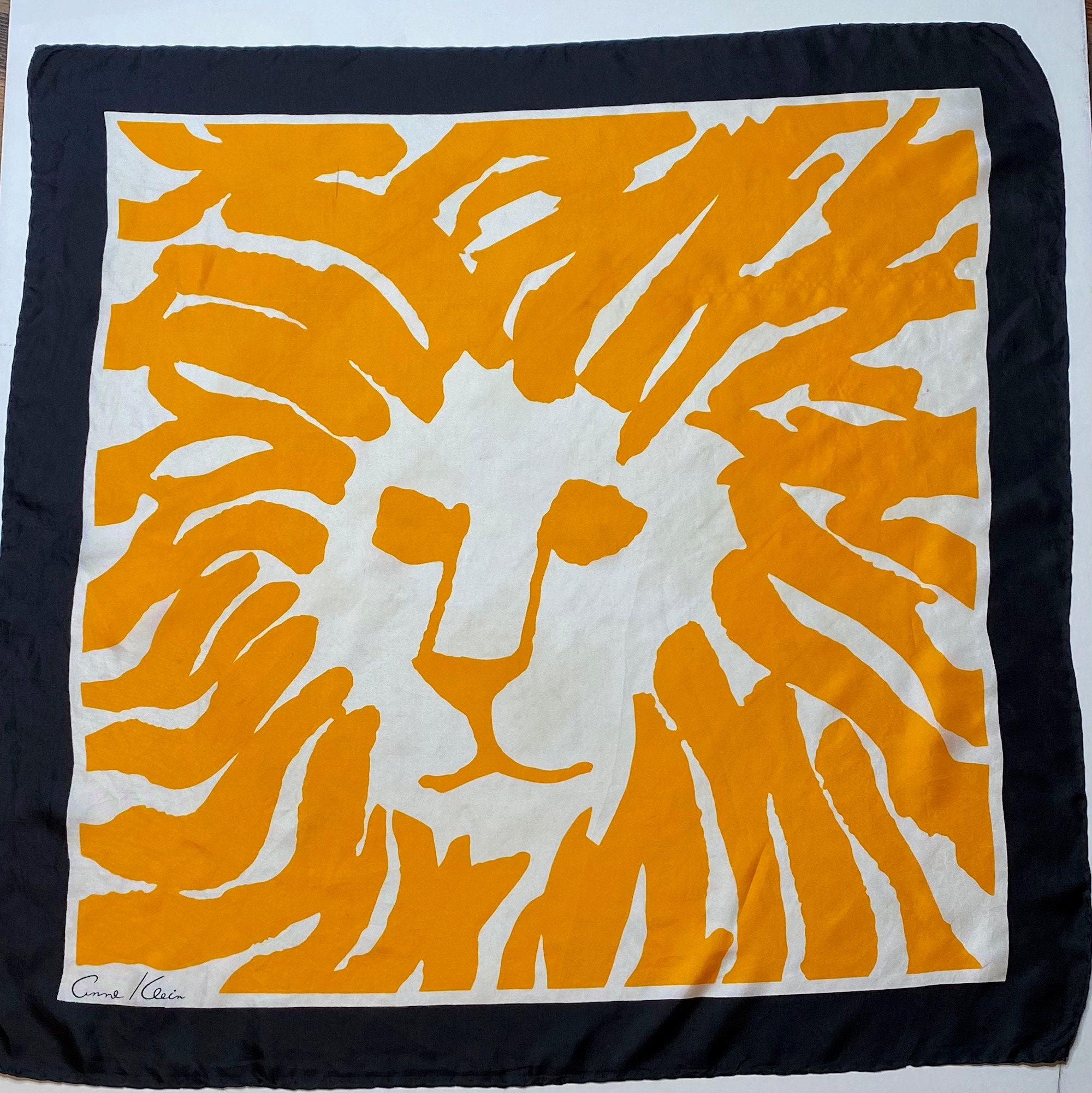 Vintage 1970s Anne Klein Iconic Original Signature Lion Print Silk ...