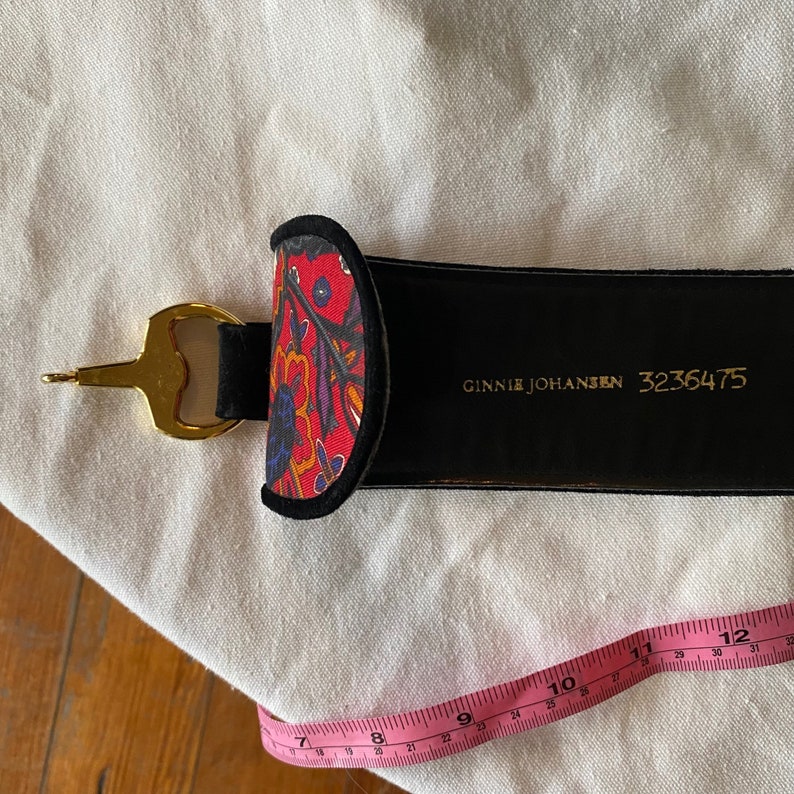 Vintage 1990s Ginnie Johanson Red Gold Statement Belt - Floral Black ...