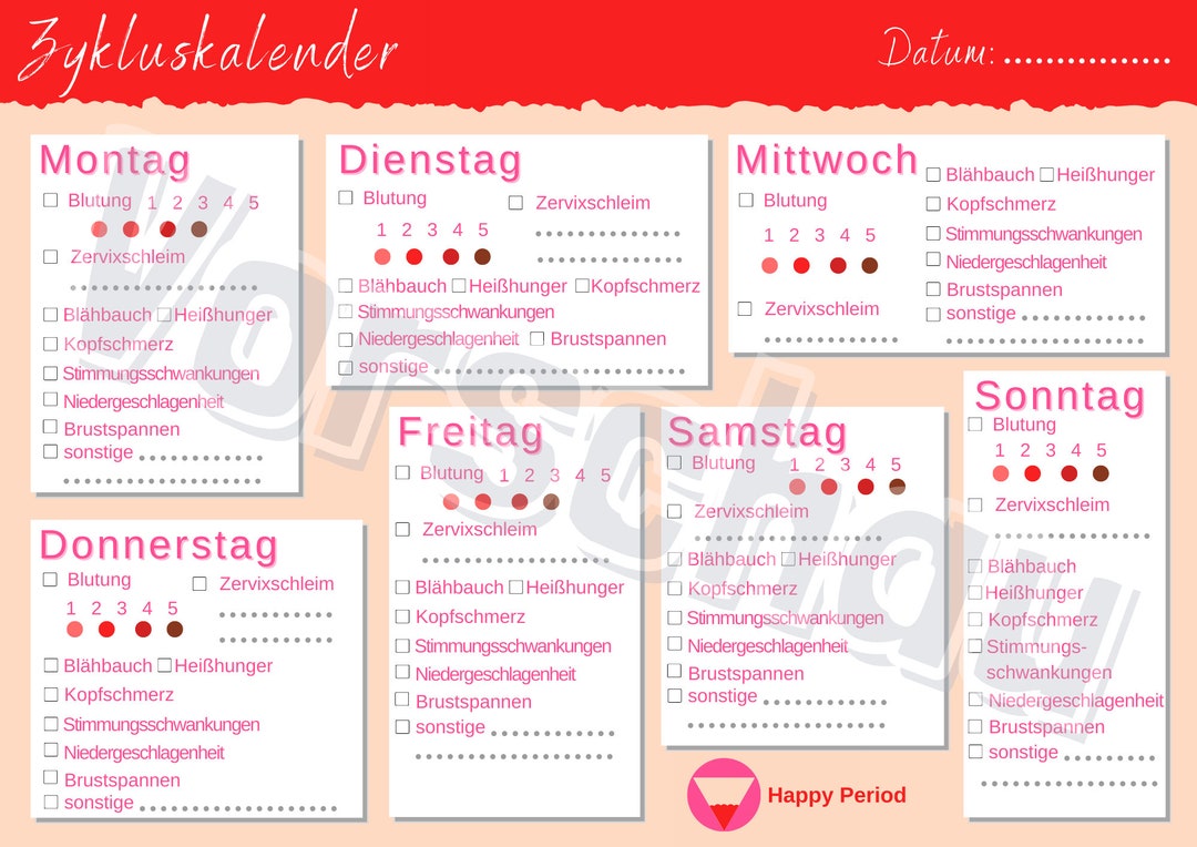 Printable Cycle Calendar - Etsy