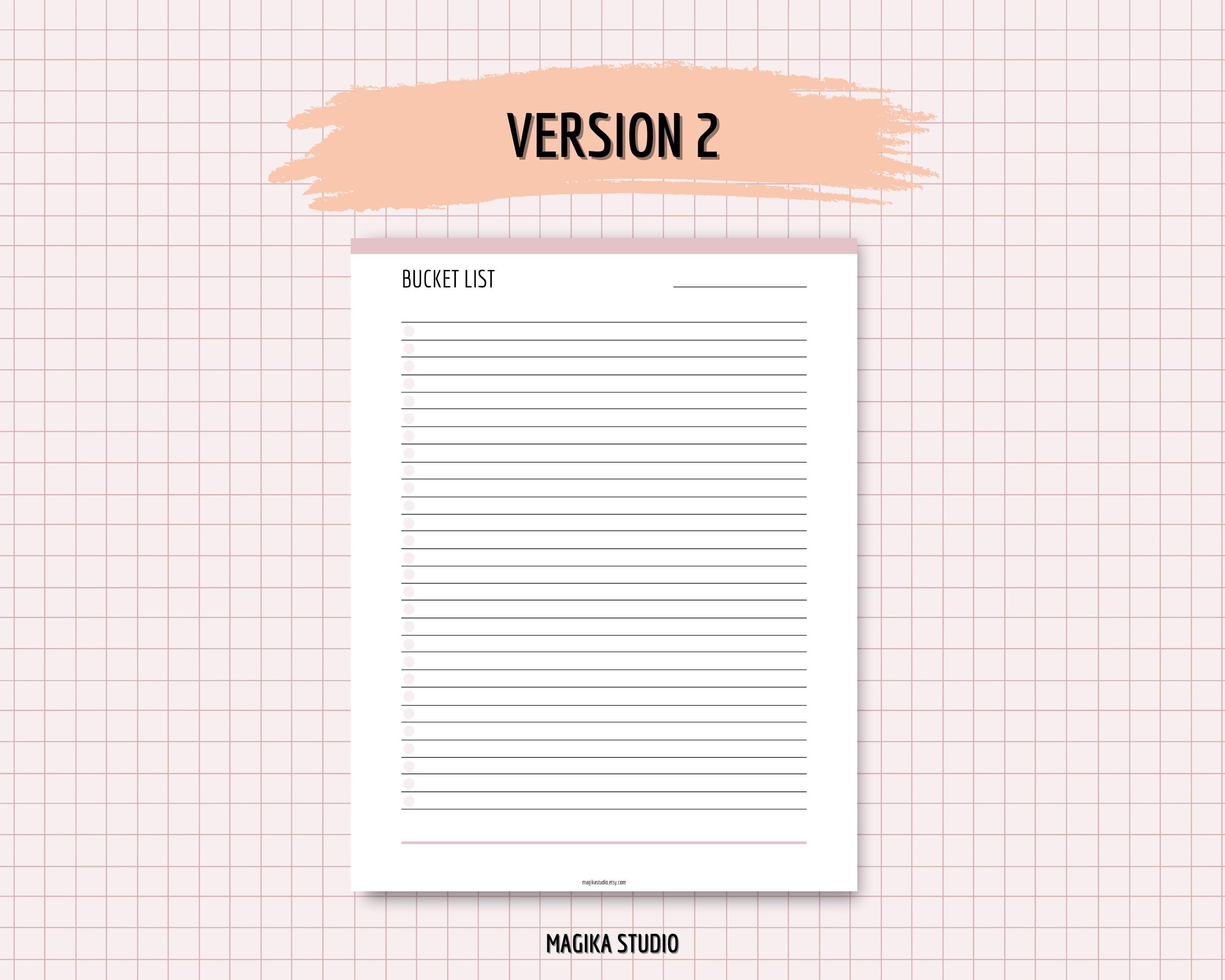 Printable Bucket List Sheets, Goal & Adventure Planner, Personal Goal ...