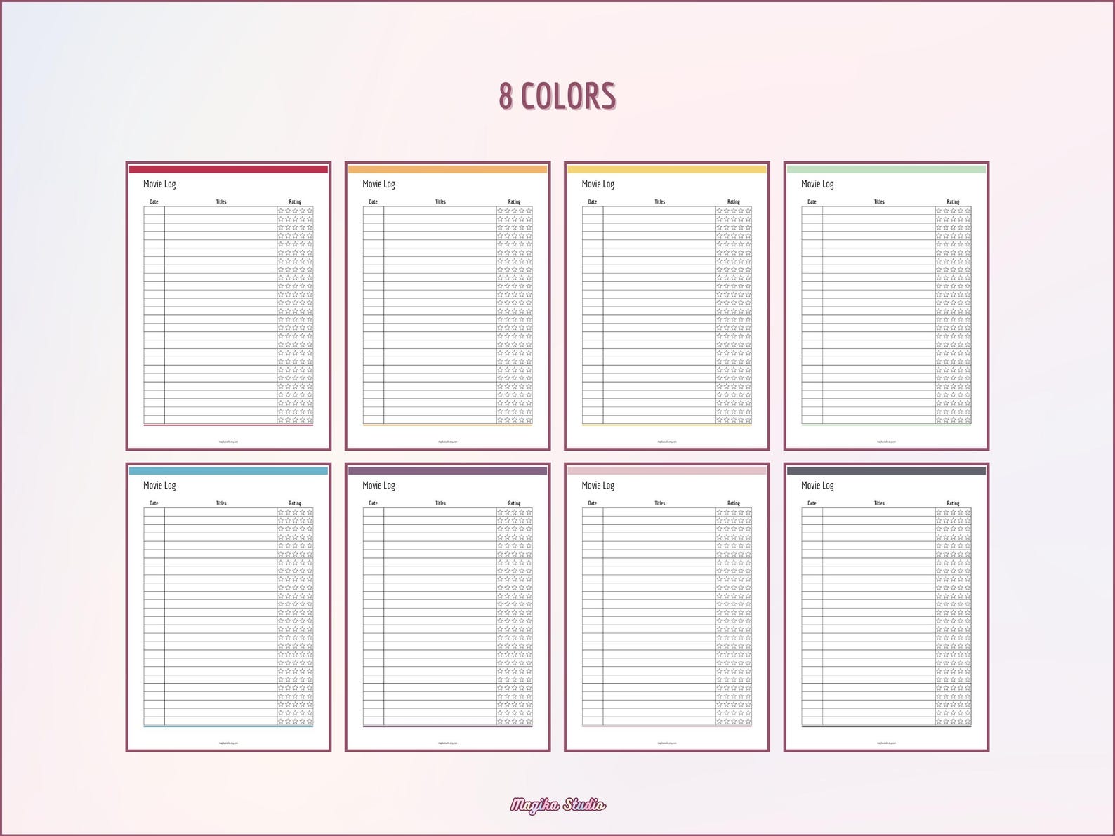 Printable Movie Log, Movie Checklist, Movie Planner, Movie Organization ...