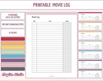 Printable Movie Watchlist, Movie Checklist, Movie Planner, Movie ...