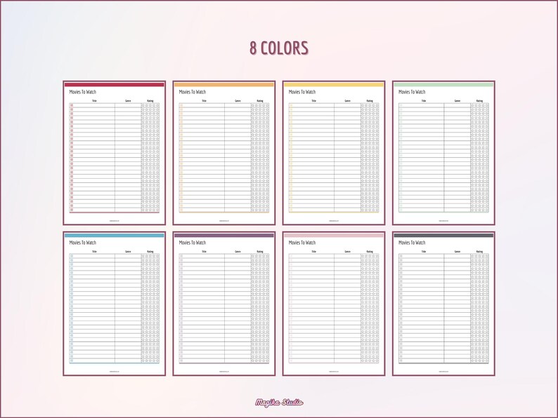 Printable Movie Watchlist, Movie Checklist, Movie Planner, Movie ...