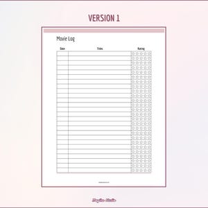 Printable Movie Log, Movie Checklist, Movie Planner, Movie Organization ...