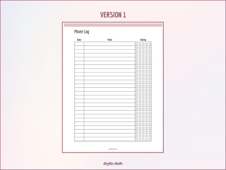 Printable Movie Log, Movie Checklist, Movie Planner, Movie Organization ...