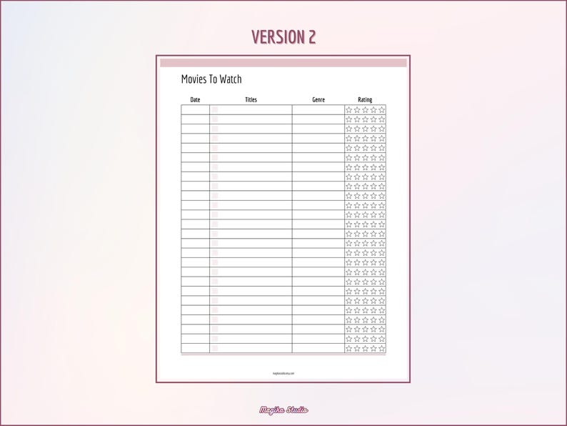 Printable Movie Watchlist, Movie Checklist, Movie Planner, Movie ...